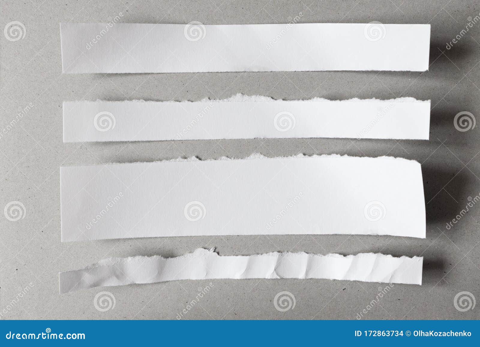 White Ripped Blank Notes, Set of Pieces of Torn Paper on Gray Stock ...