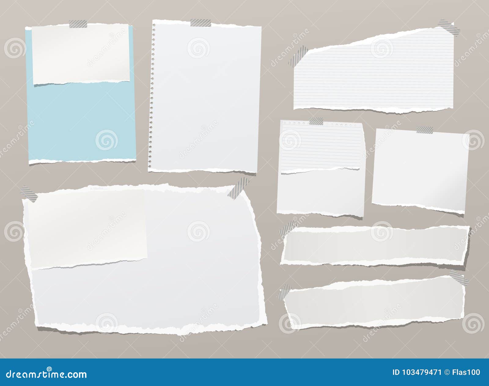 White Ripped Notebook Paper Sheets, Note for Text or Message Stuck with ...