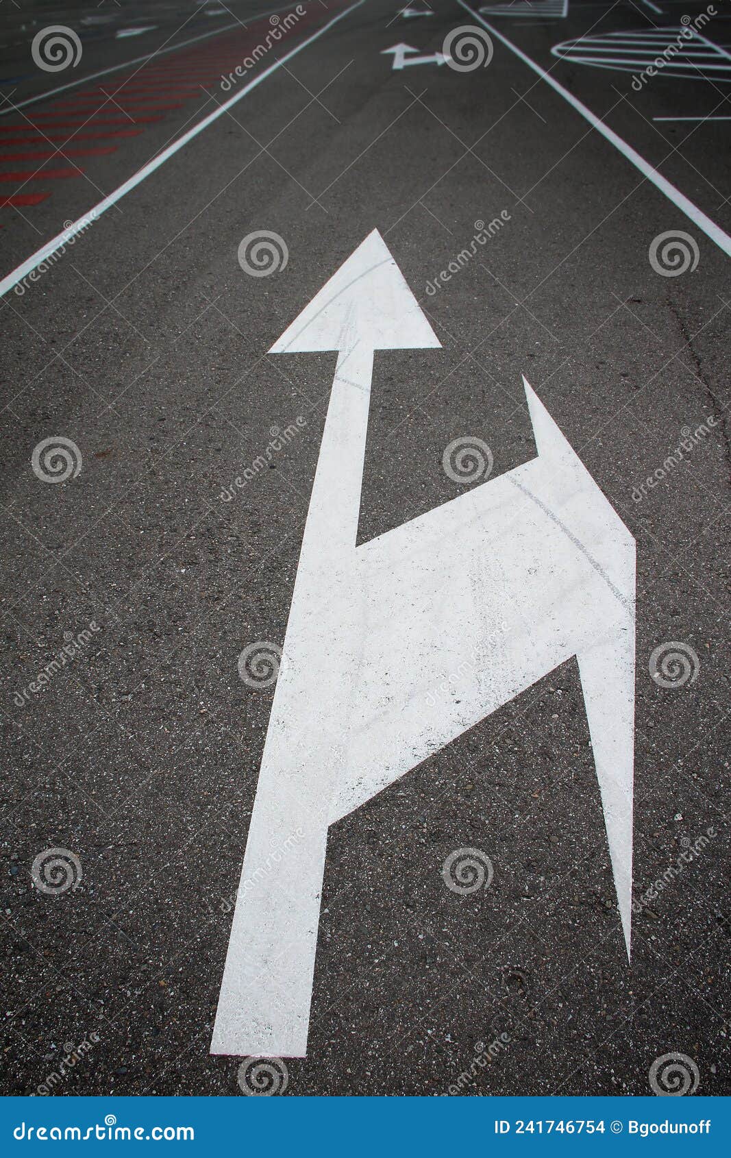 White Road Markings with Direction Arrow Stock Photo - Image of ...