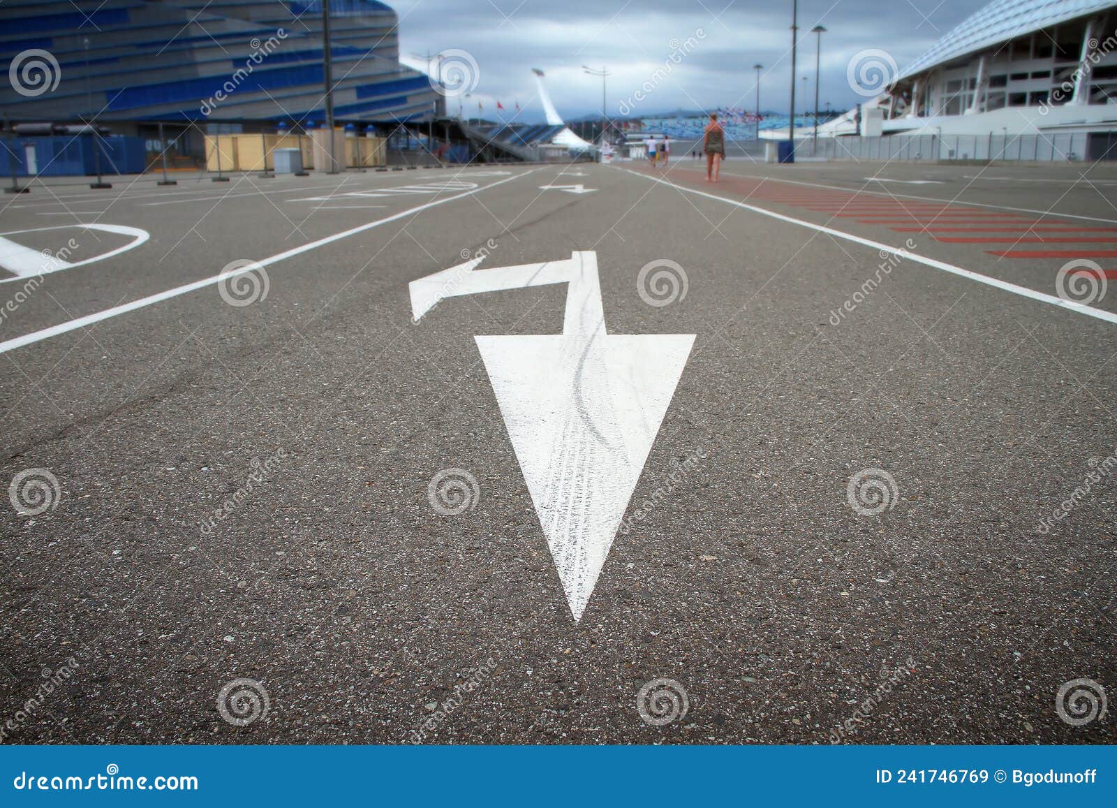 White Road Markings with Direction Arrow Stock Image - Image of sign ...