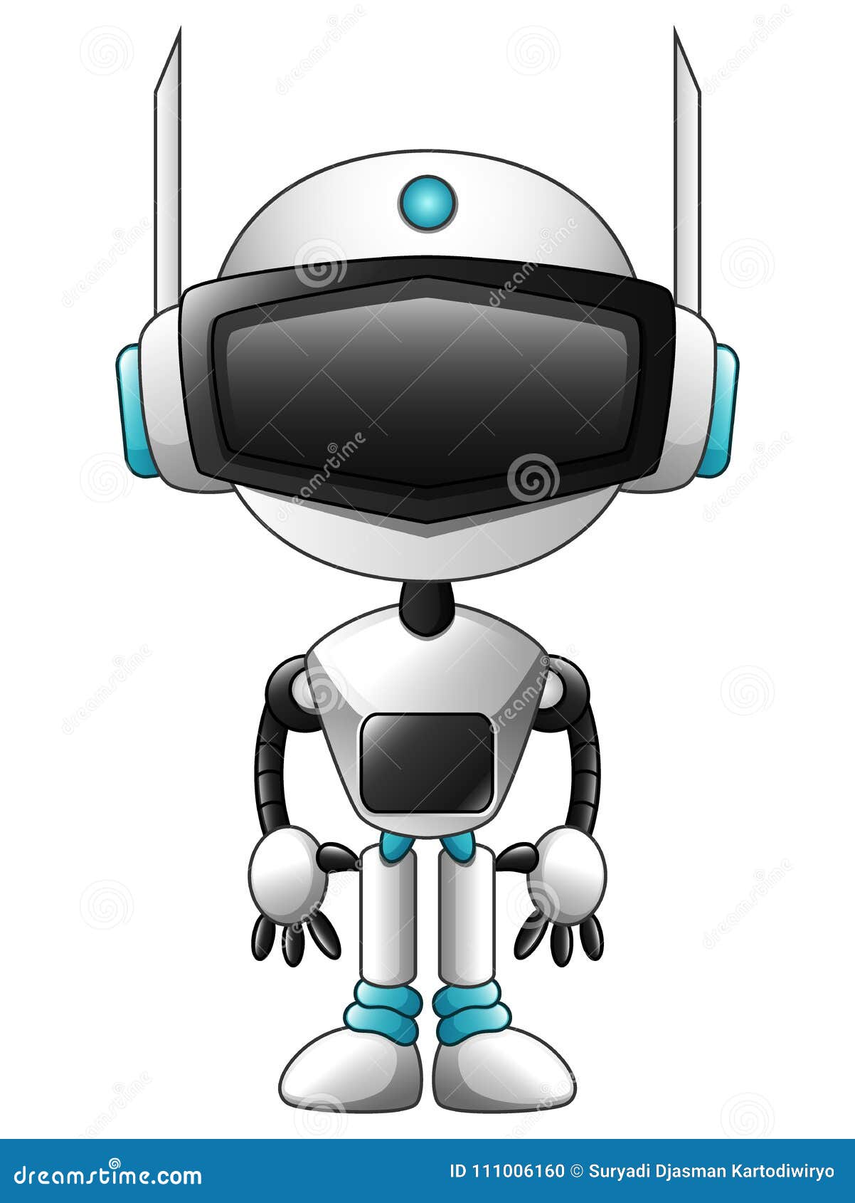 White Robot Cartoon Isolated on White Background Stock Vector ...