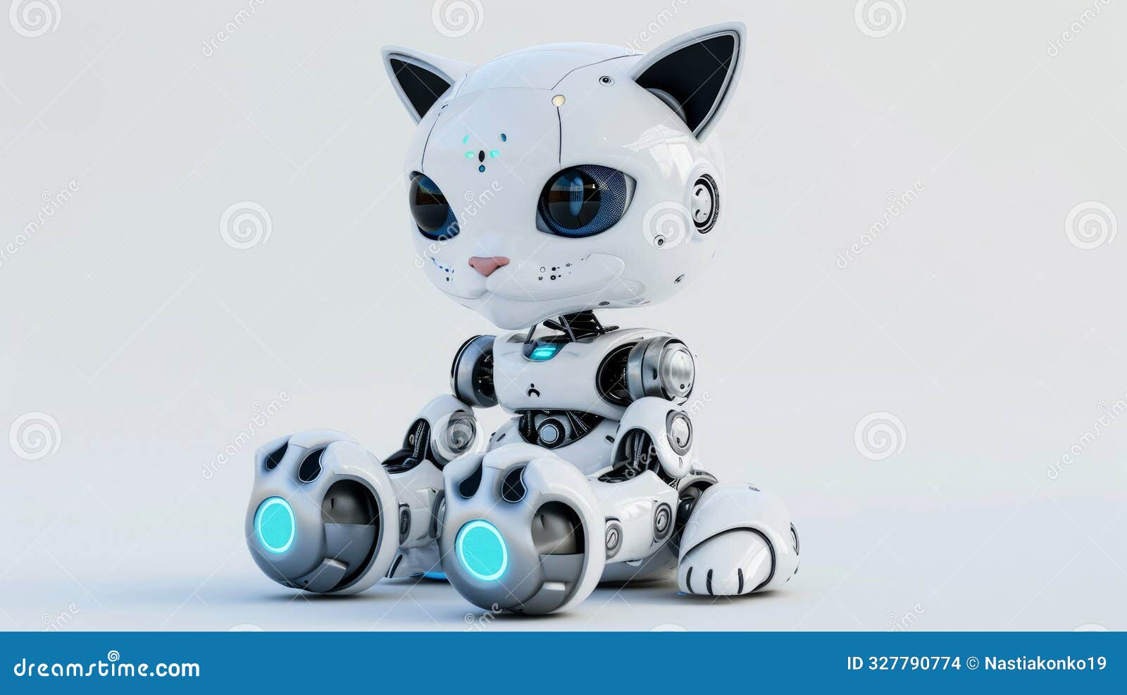 White Robot Cat Sitting on White Surface Stock Photo - Image of ...