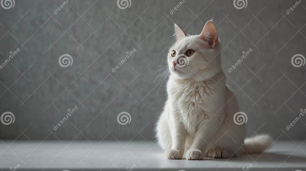 White Robot Cat Sitting on White Surface. Stock Image - Image of ...