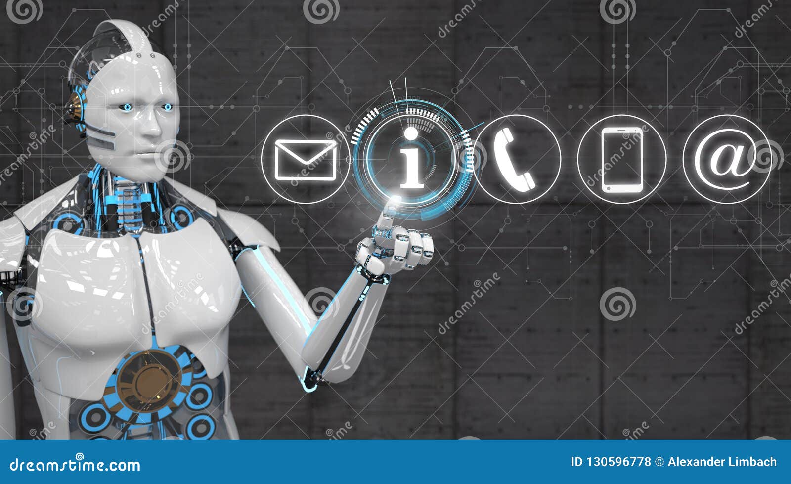 White Robot Click Contact Icons Stock Illustration - Illustration of ...