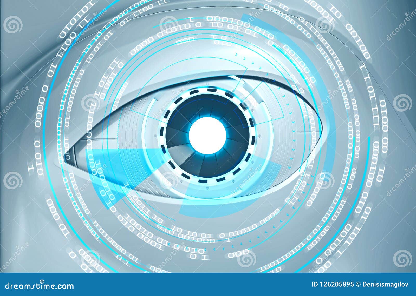 White Robot Face with Scanning Eye, Hud Stock Illustration ...