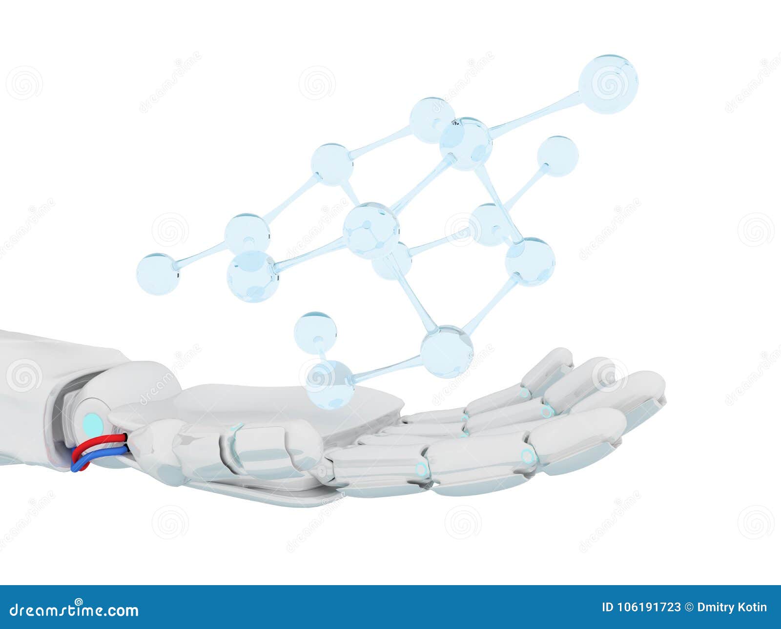 White Robot Hand Present Molecule Formula. Stock Illustration ...