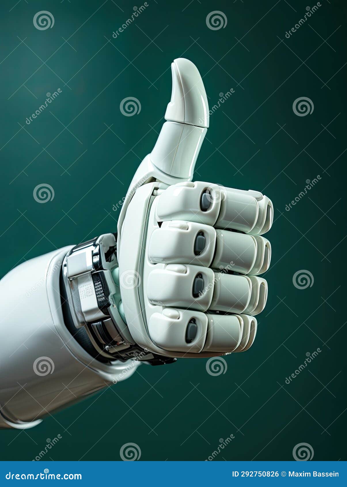 The White Robot Hand Raises Its Thumb Up. Generated by AI Stock ...
