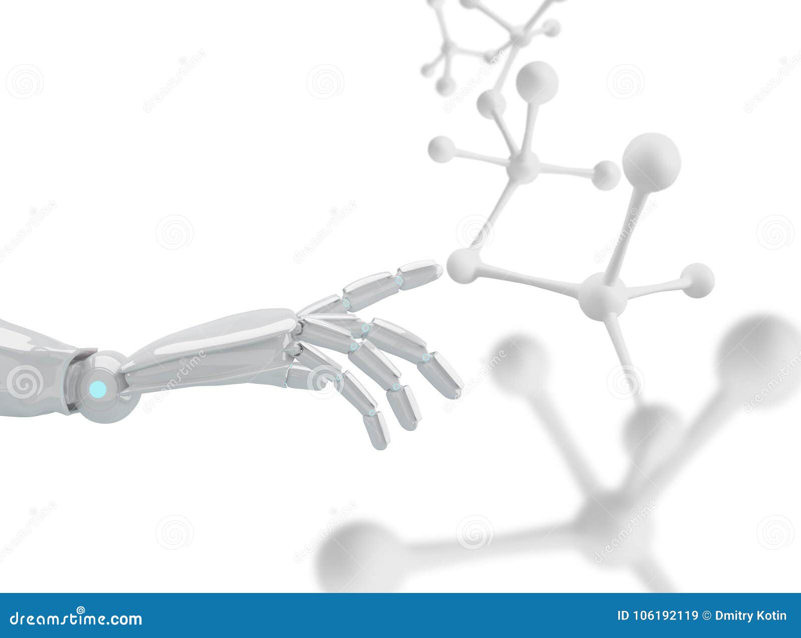 White Robot Hand Touching Molecule Formula Stock Illustration ...