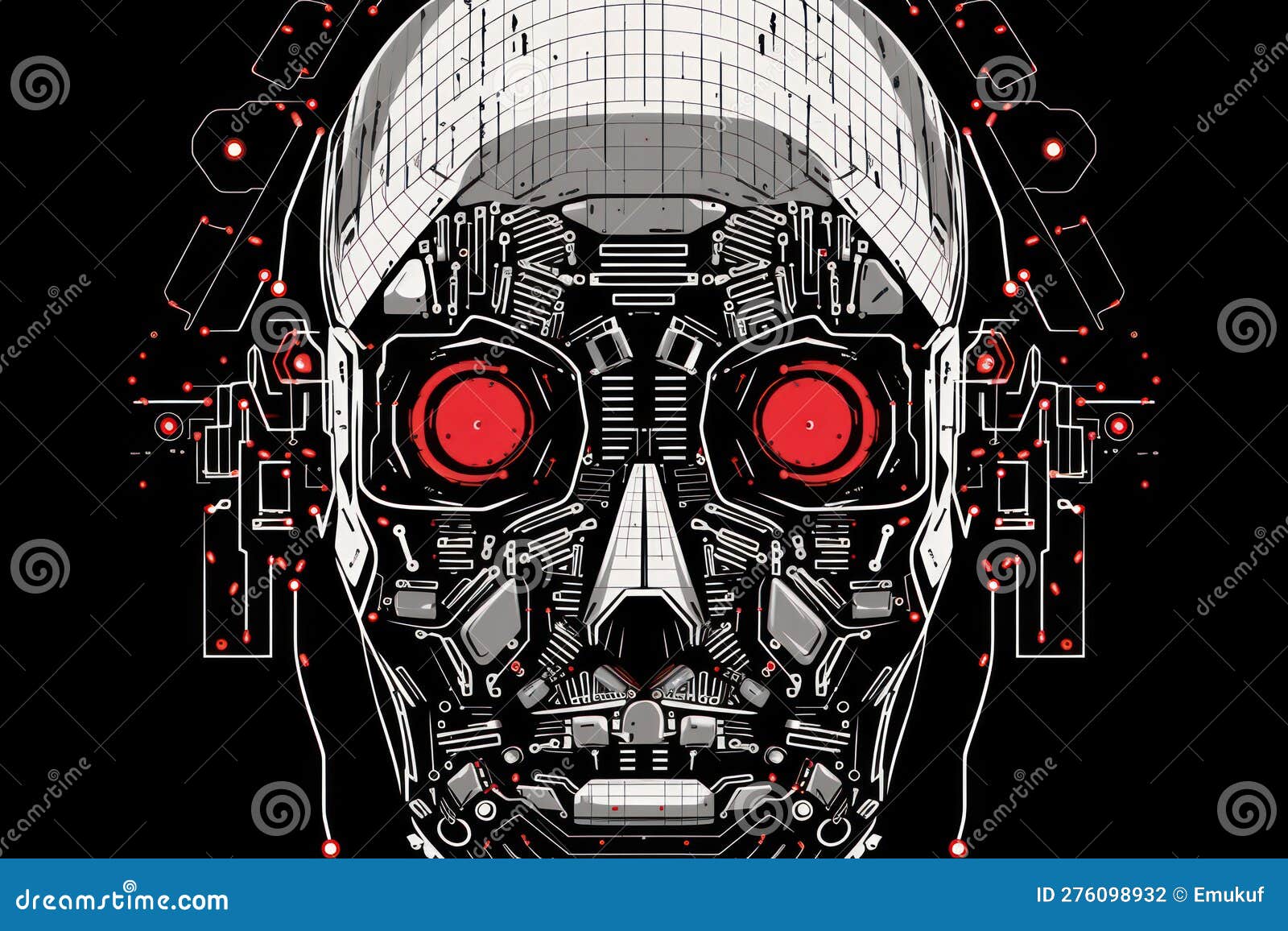 White Robot Head Face Binary Code Logo Artificial Intelligence ...