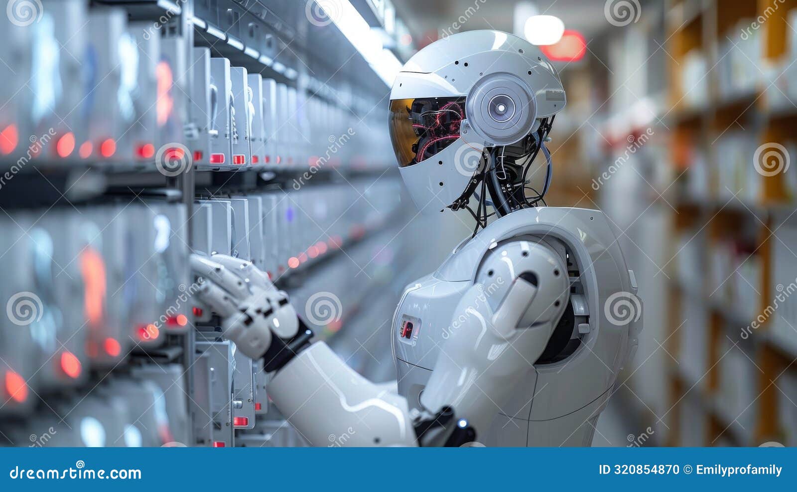 Robot Working in a Warehouse Stock Photo - Image of data, hospital ...