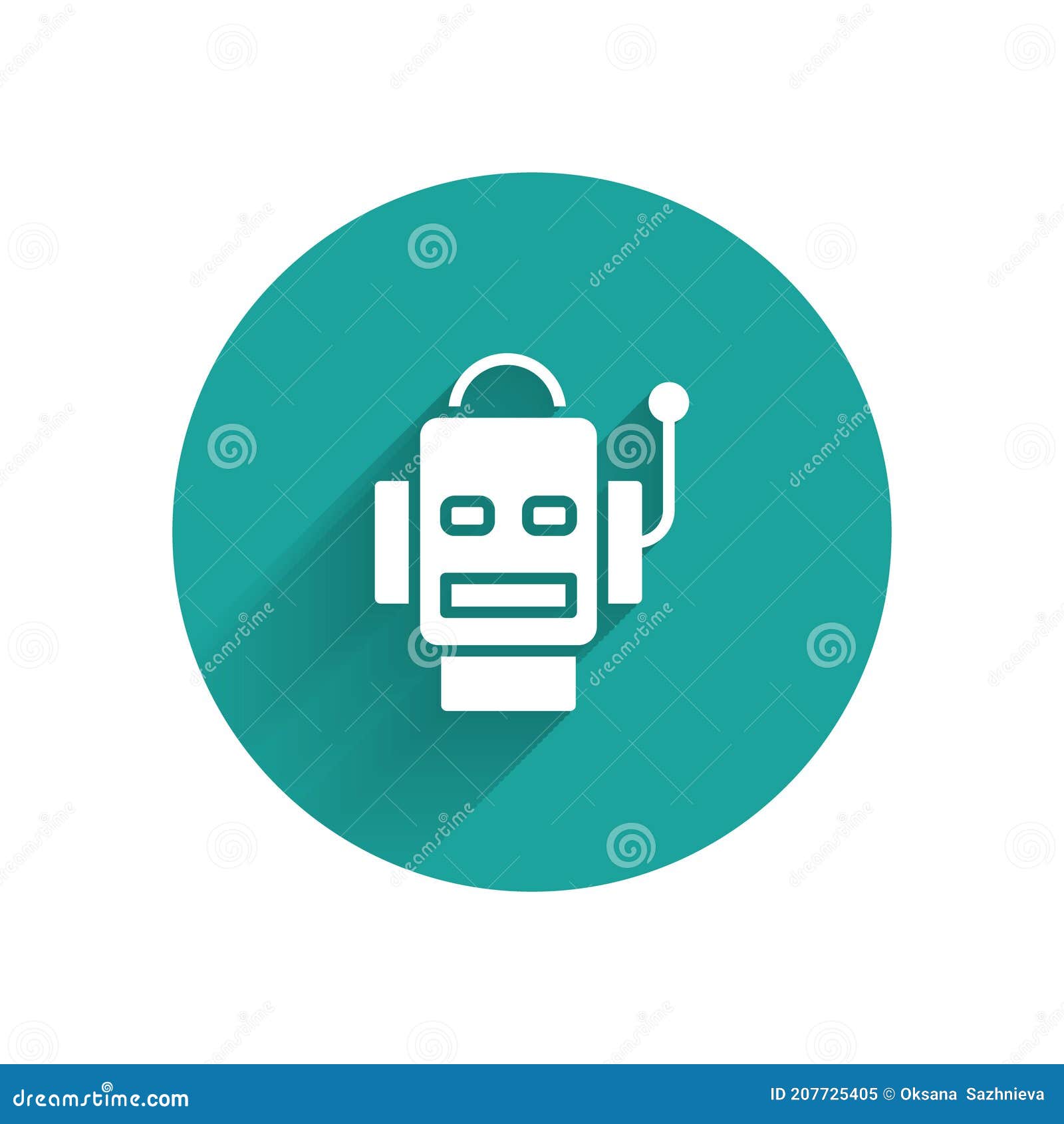 White Robot Icon Isolated with Long Shadow. Artificial Intelligence ...