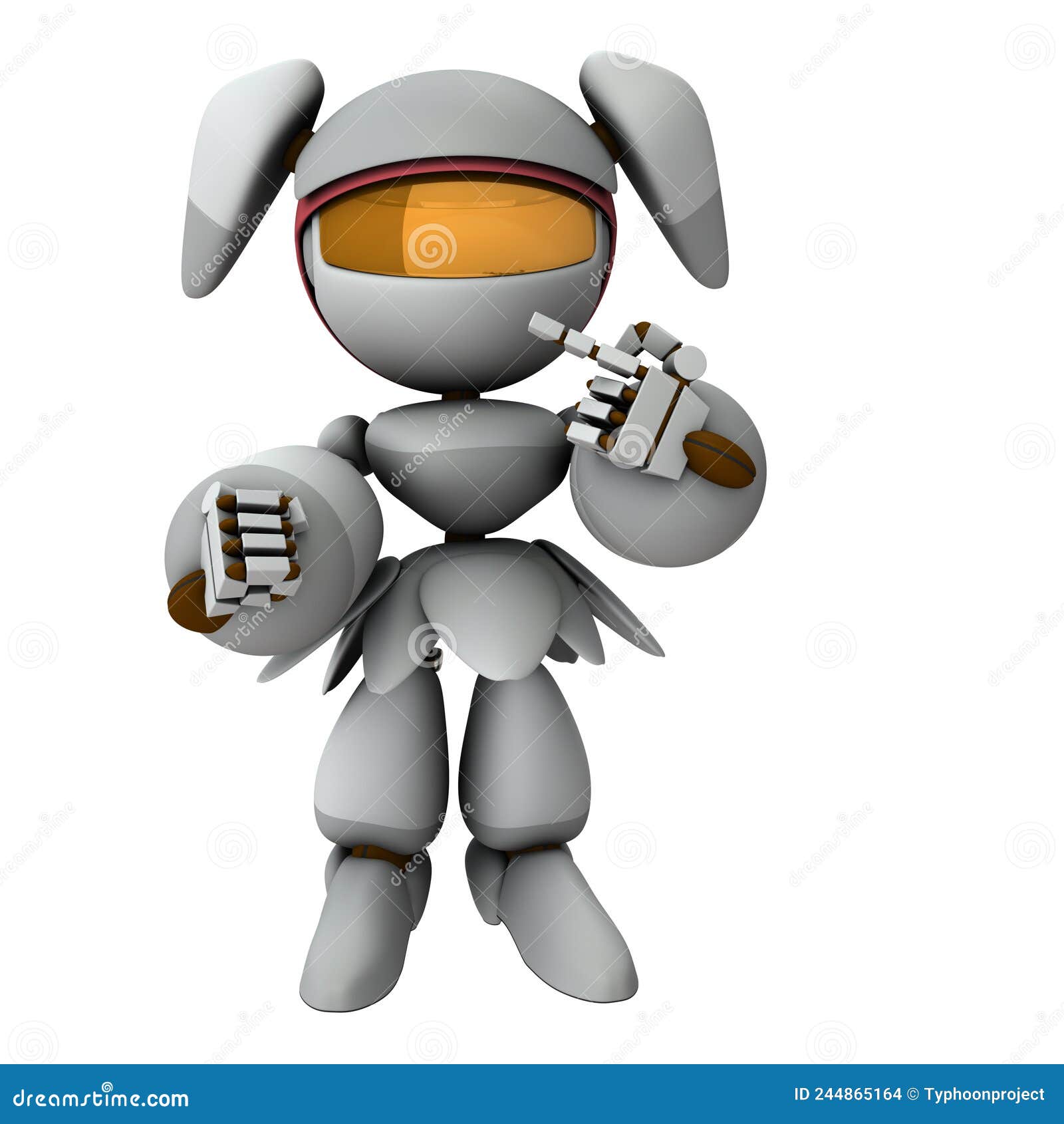 A White Robot Pointing at Itself. Identity and Ego. Isolated White ...