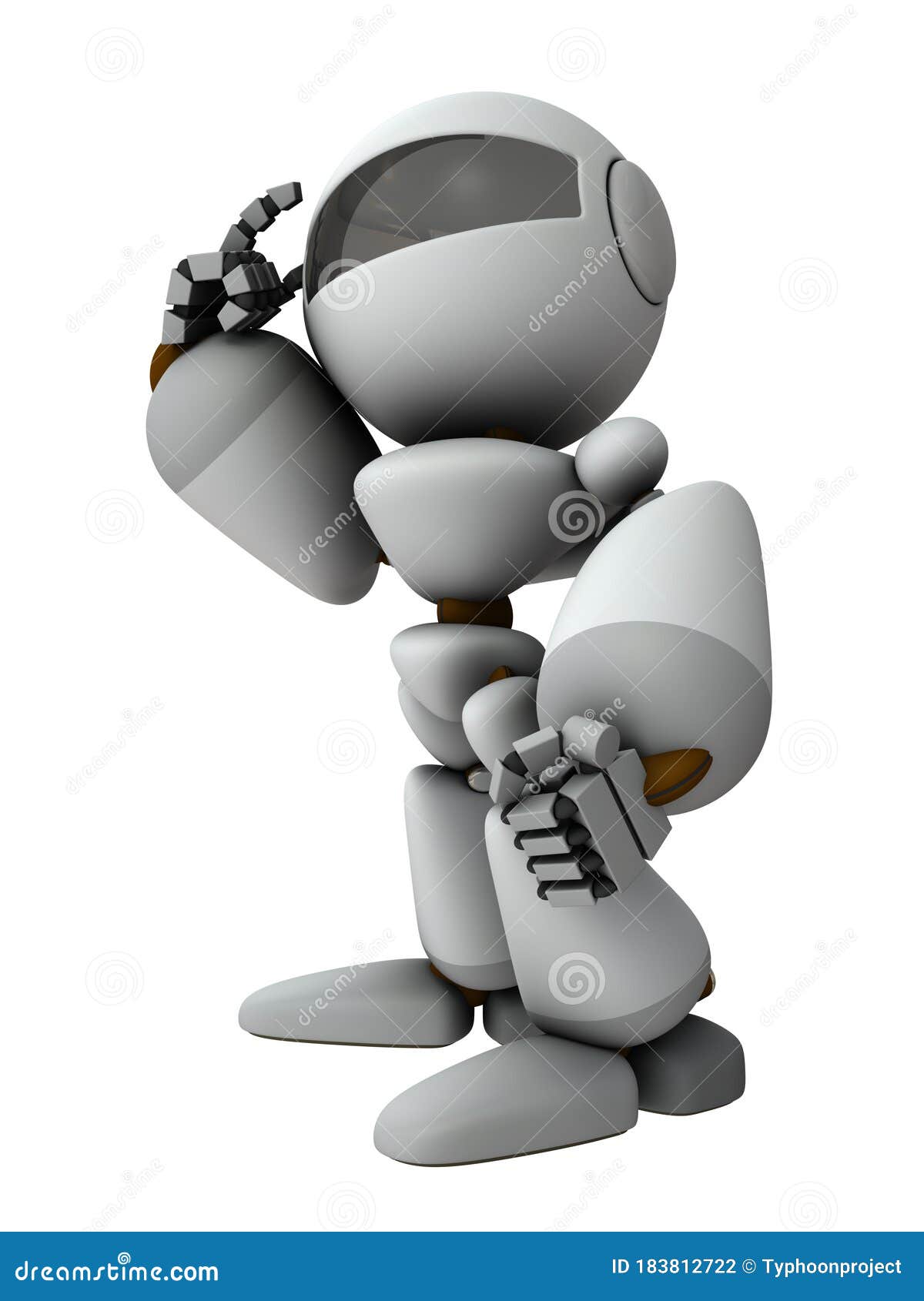 A White Robot Pointing Up at the Head. Stock Illustration ...