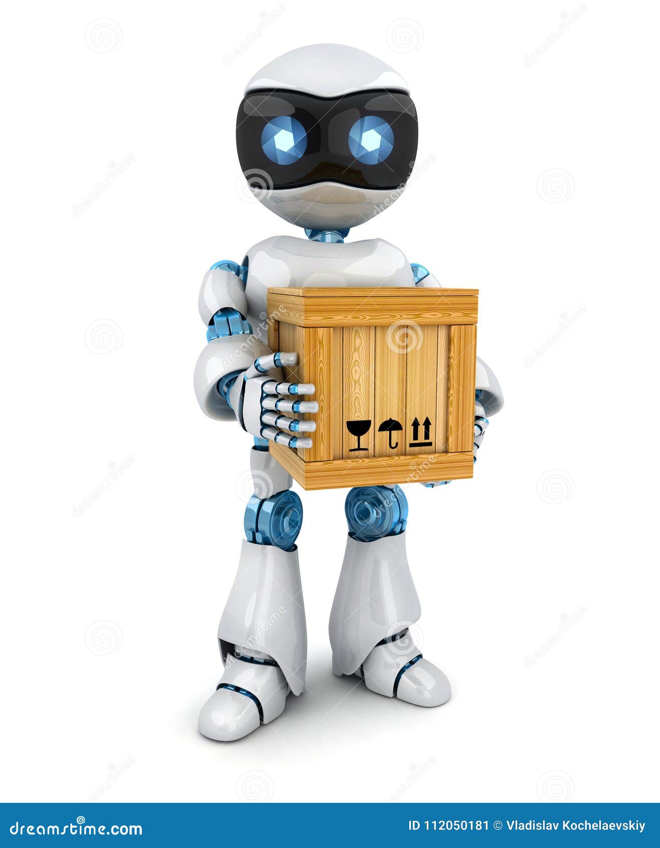 White Robot Postman and Post Box Stock Illustration - Illustration of ...
