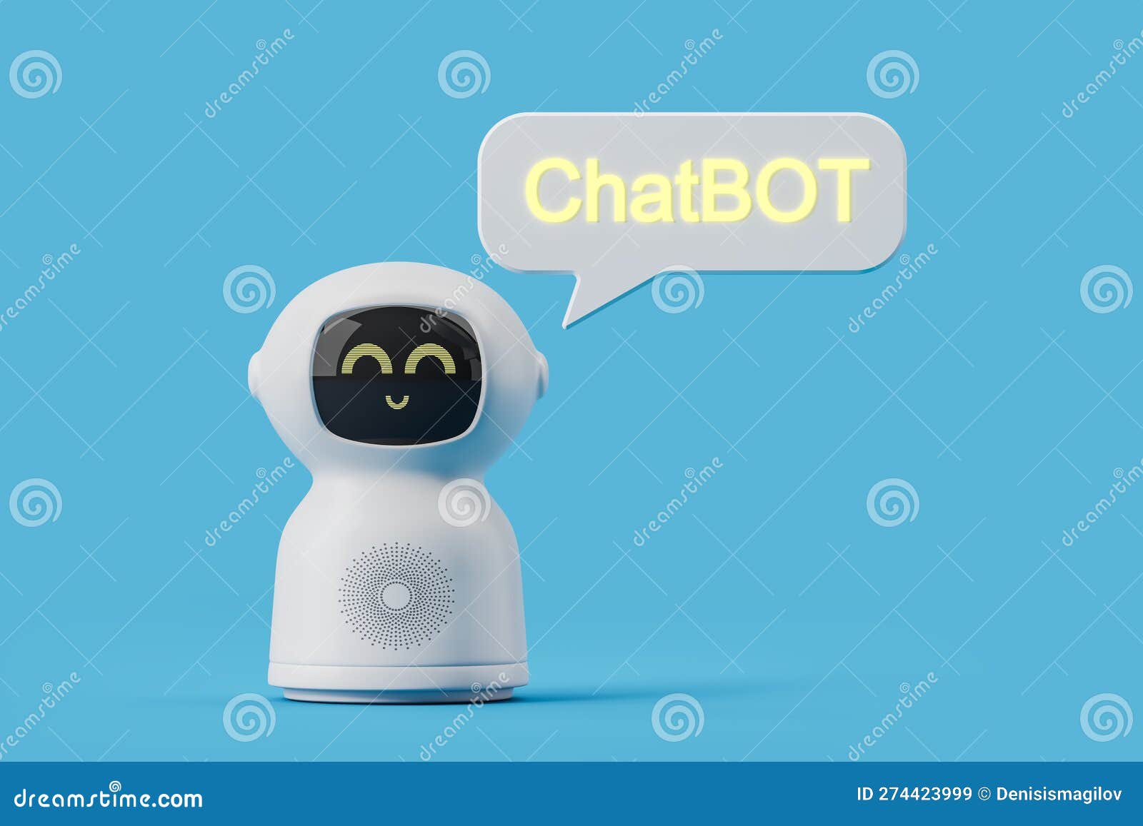White Robot Saying Chatbot Over Blue Stock Illustration - Illustration ...