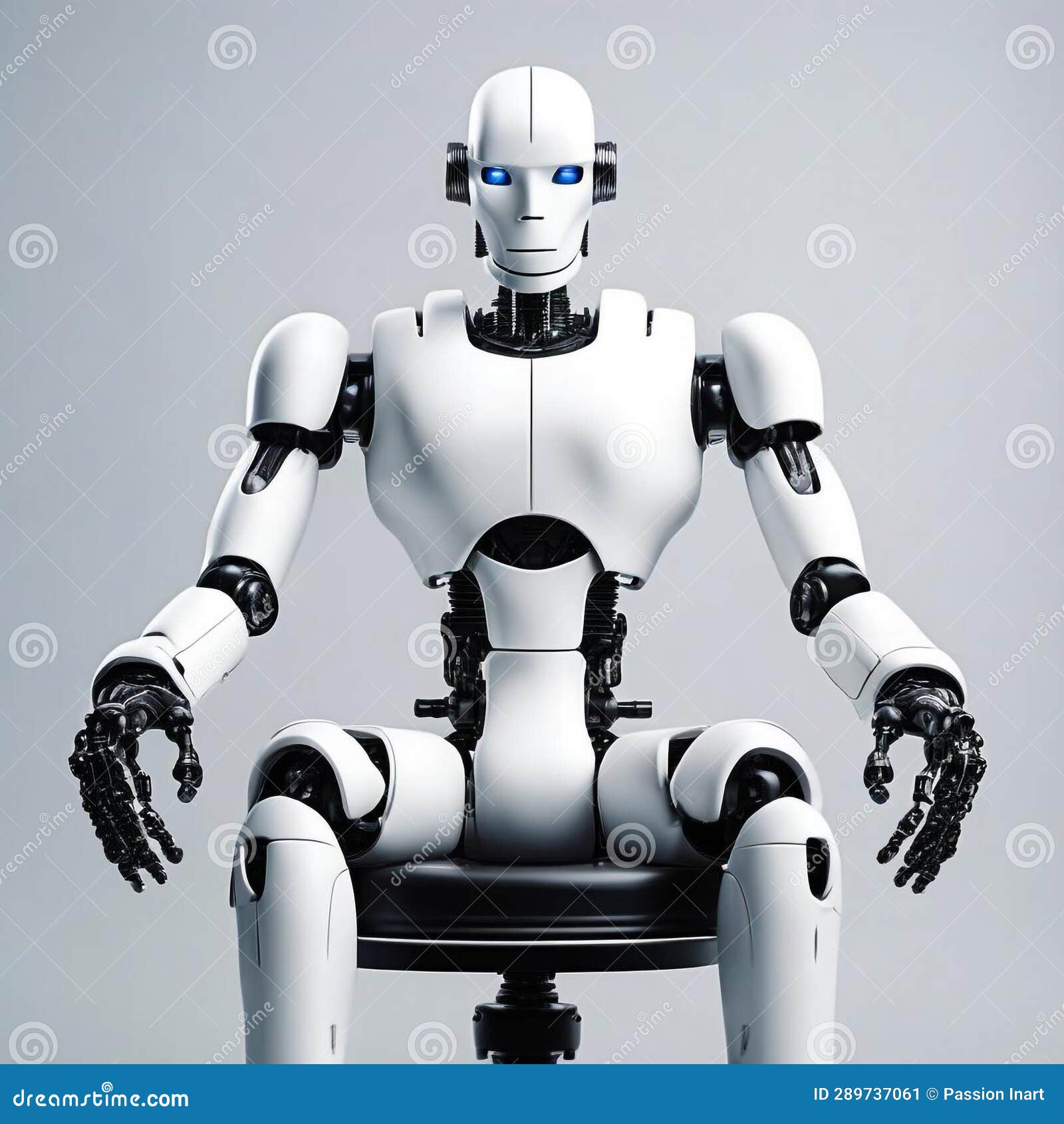 White Robot Sit on the Chair Stock Illustration - Illustration of ...