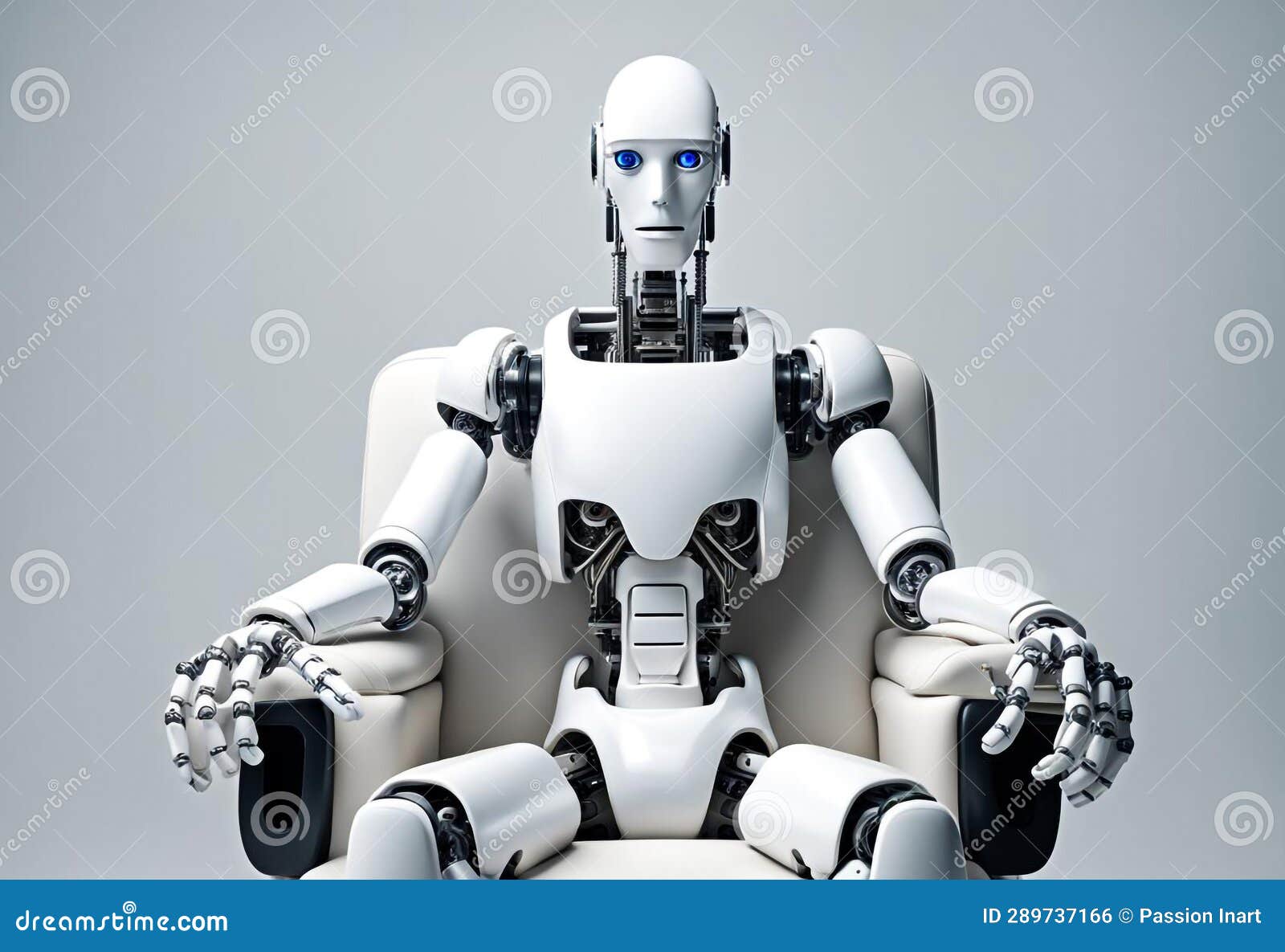 White Robot Sit on the Chair Stock Illustration - Illustration of chair ...