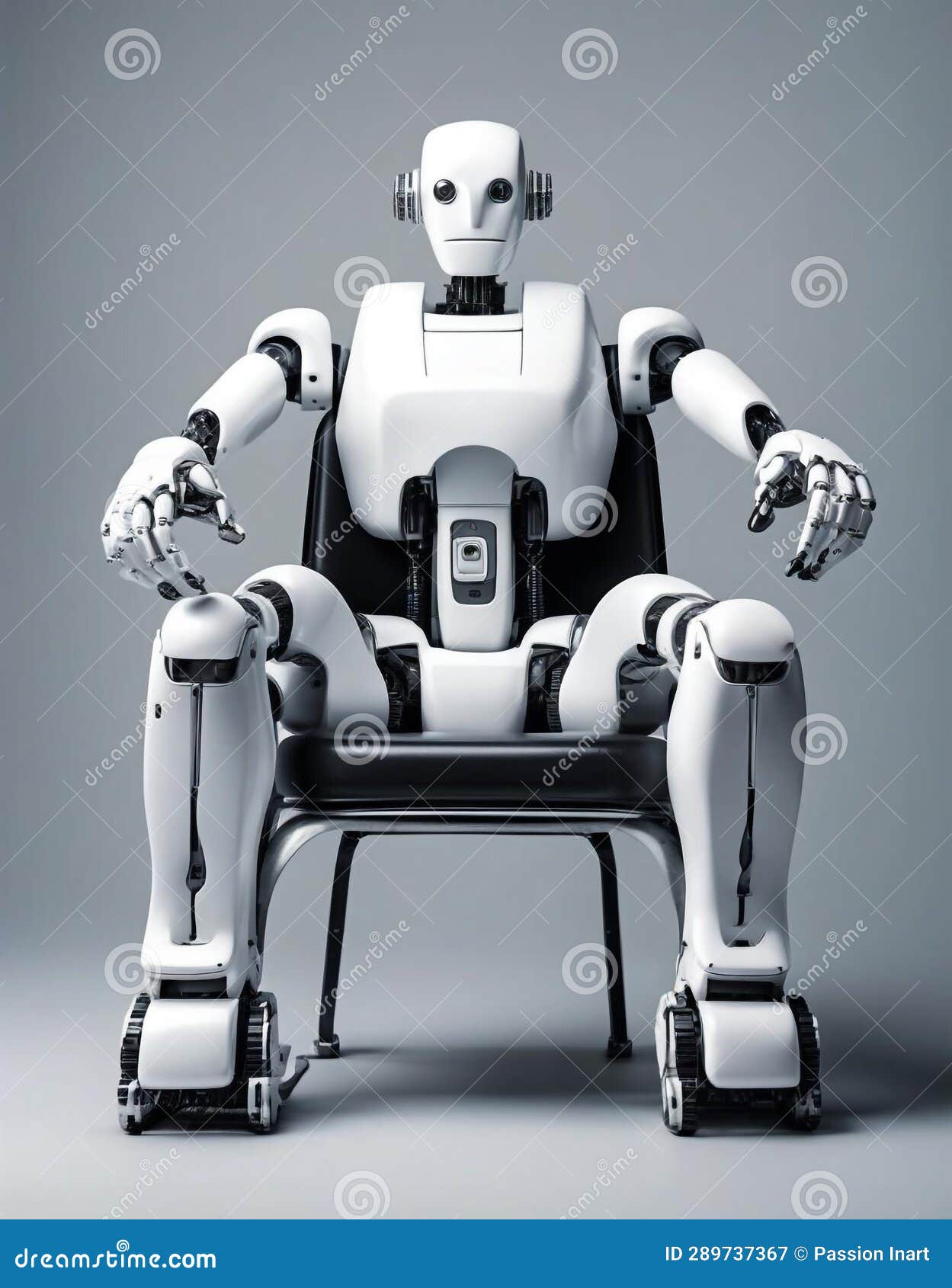 White Robot Sit on the Chair Stock Illustration - Illustration of robot, iron: 289737367