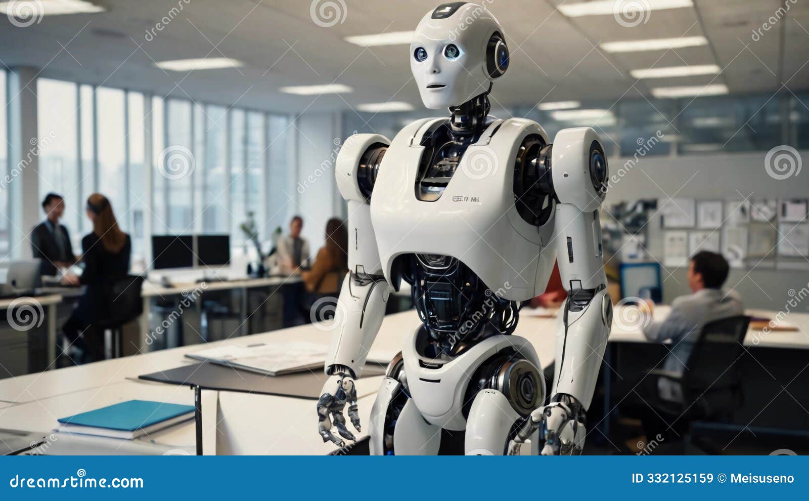 White Robot Standing, Showing Off Advanced Technology, Symbolizing ...