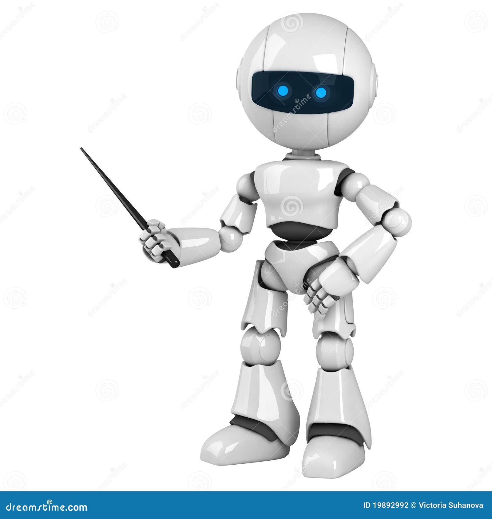 White Robot Stay with Pointer Stock Illustration - Illustration of ...