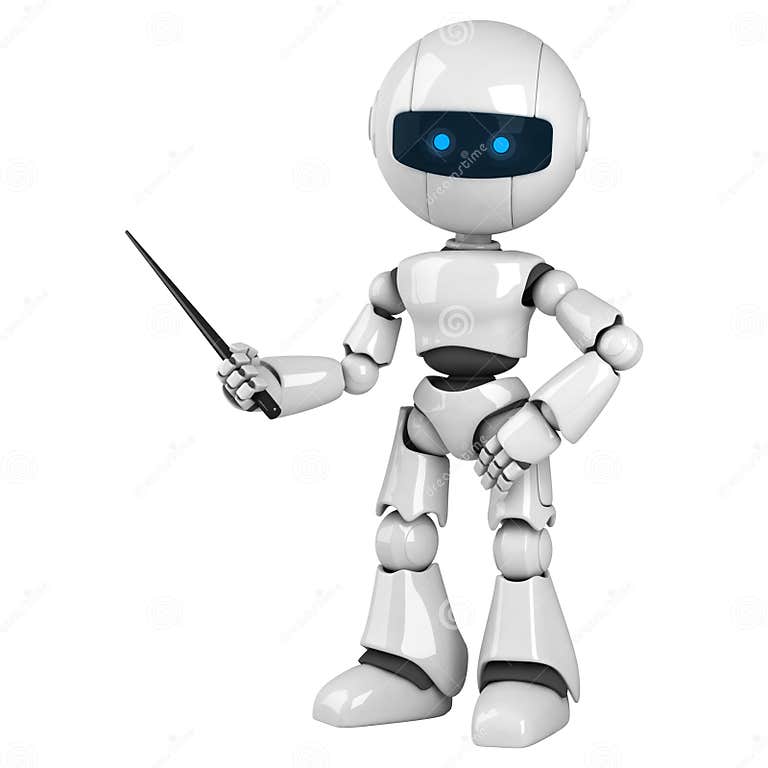White Robot Stay with Pointer Stock Illustration - Illustration of ...