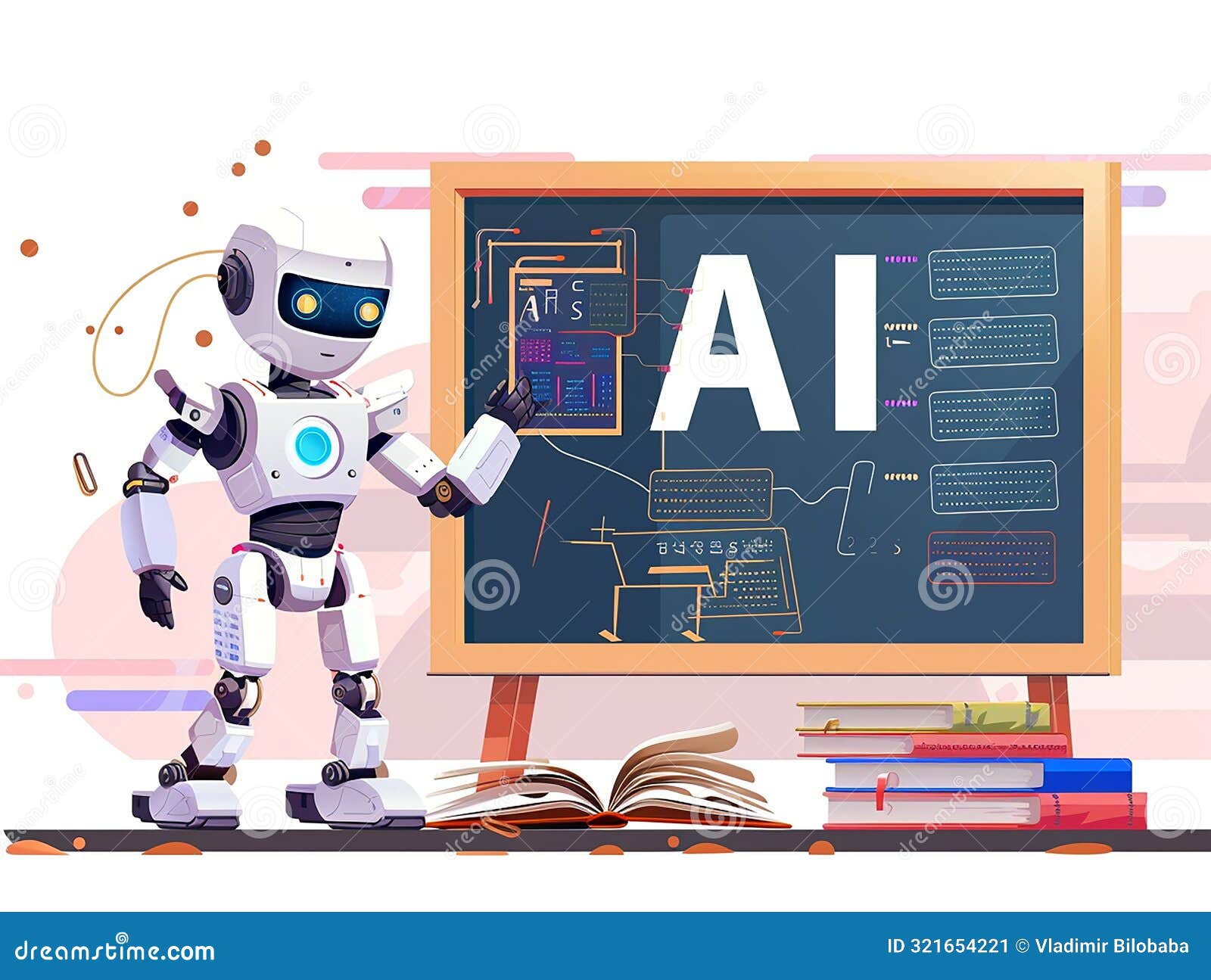 Ai Robot Teacher Instructing Students Stock Illustration - Illustration ...