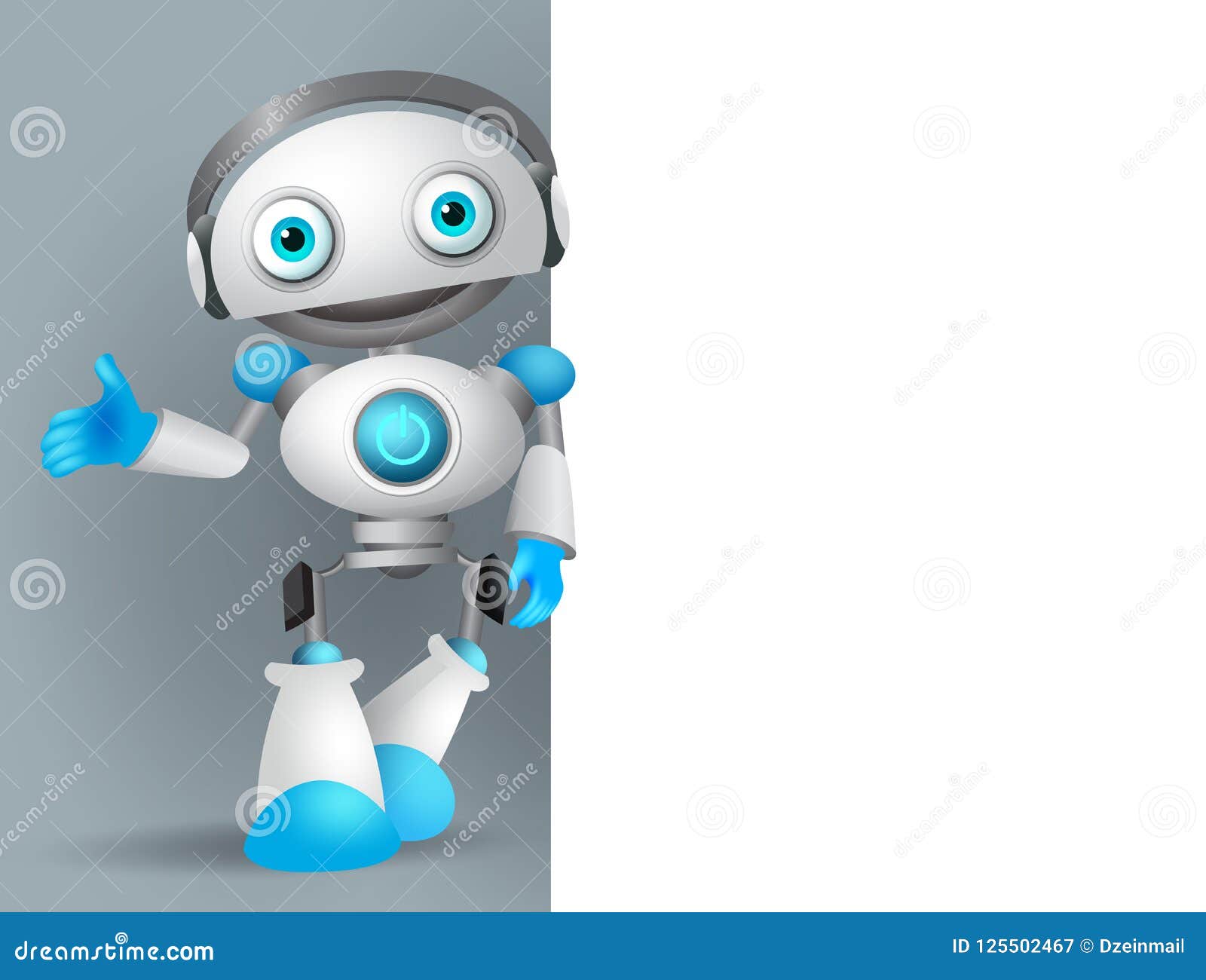White Robot Vector Character Standing while Speaking with while Empty ...