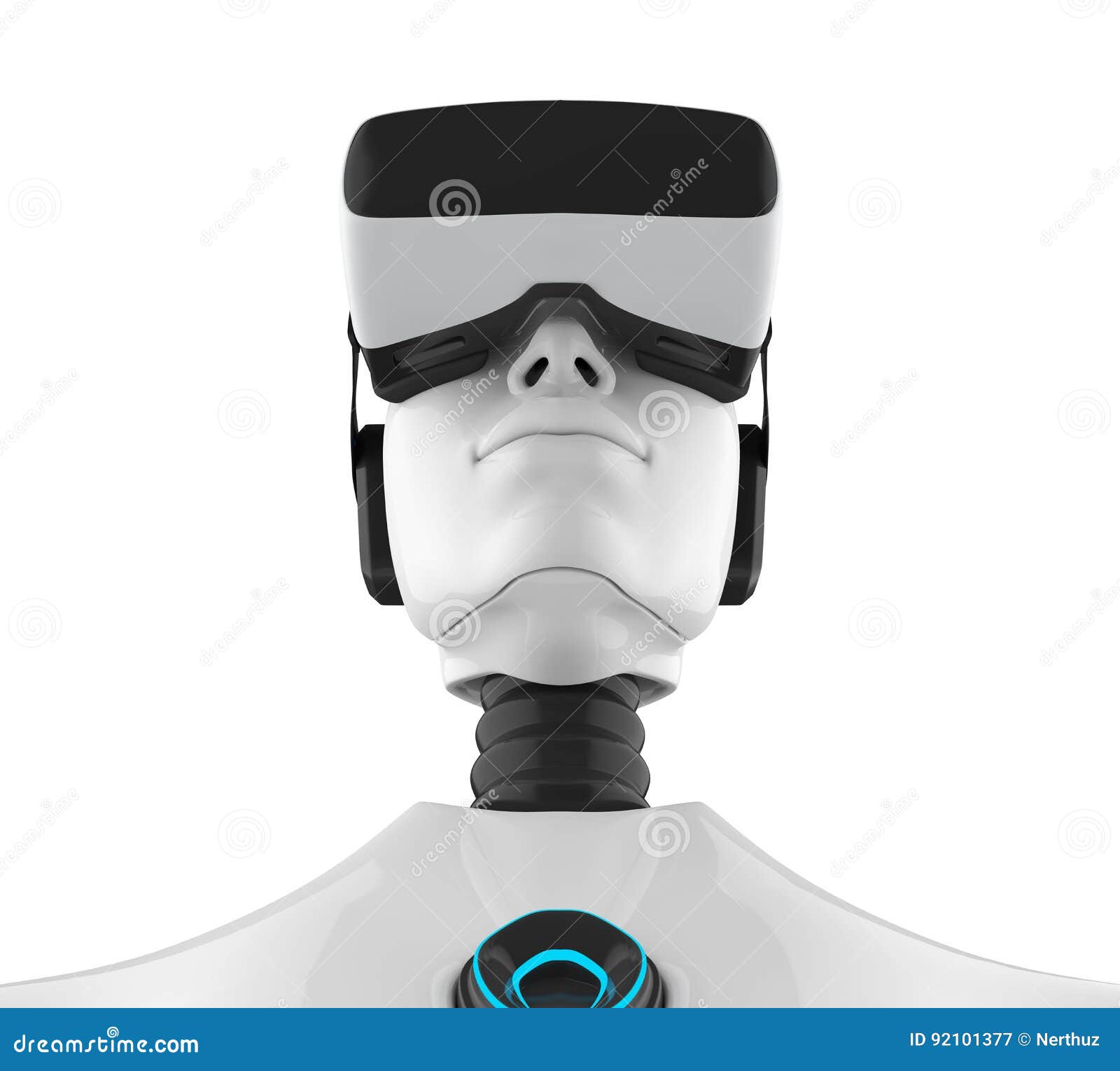 White Robot with Virtual Reality Headset Stock Illustration ...