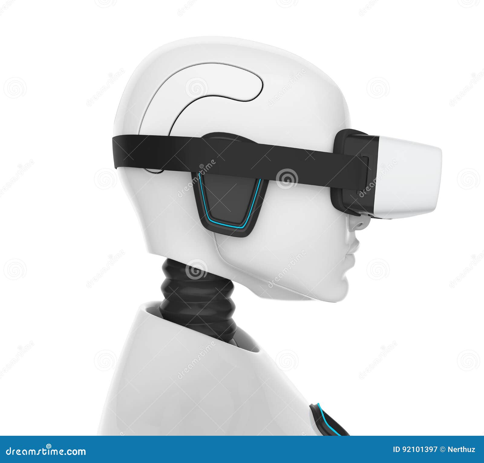White Robot with Virtual Reality Headset Stock Illustration ...