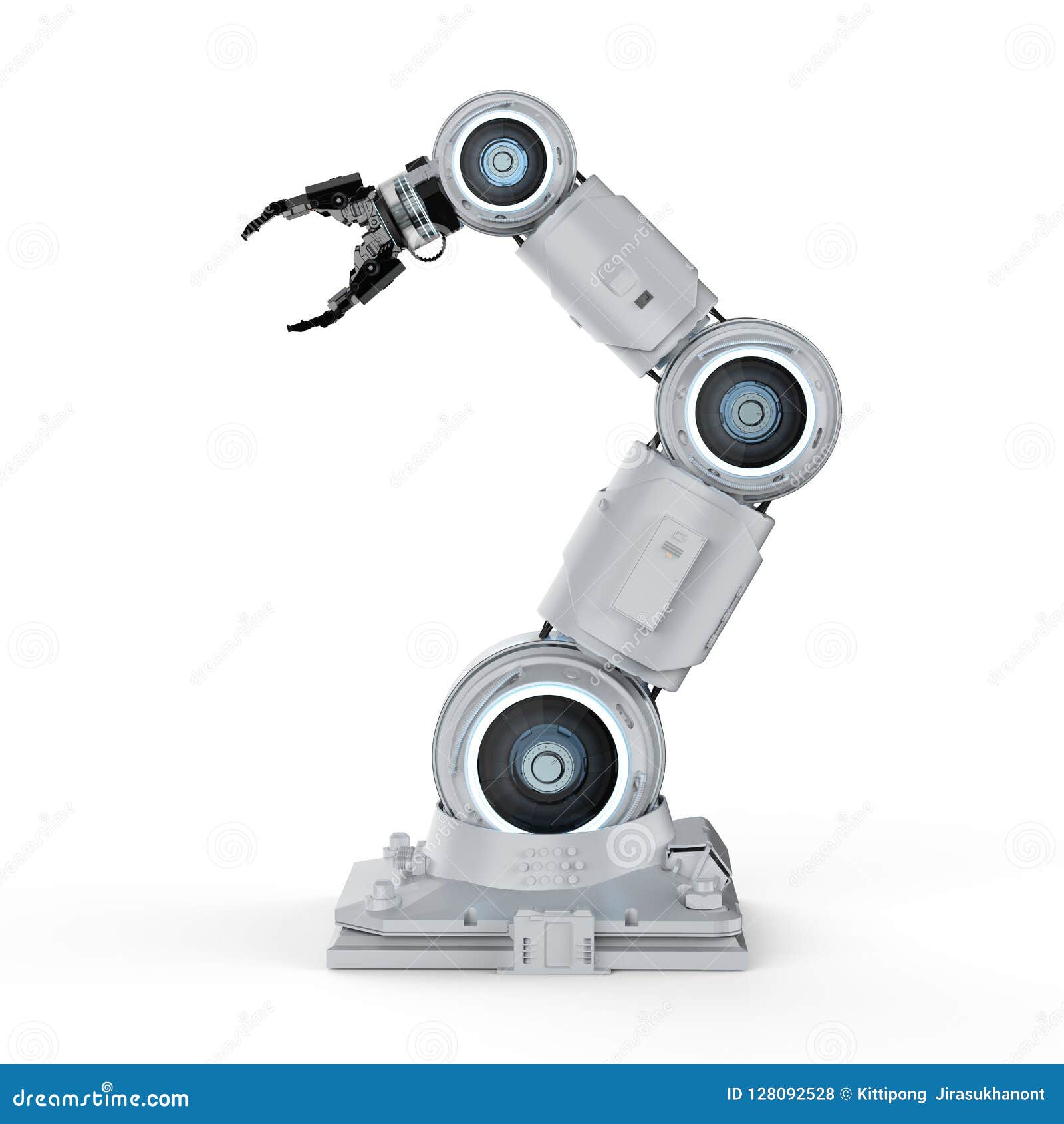 White robotic arm stock illustration. Illustration of equipment - 128092528