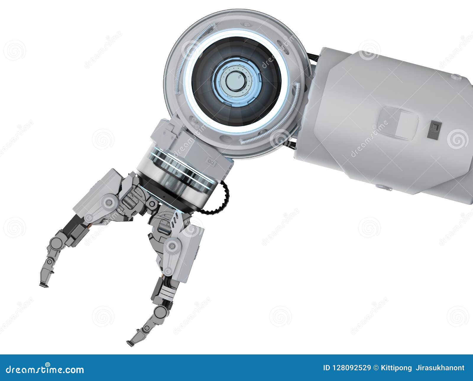White Robotic Mechanical Arm On White Background. Cybernetic Organism ...