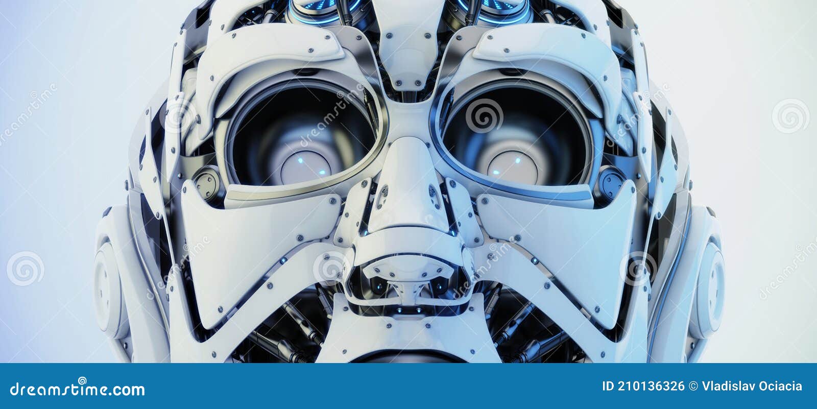 White Robotic Face Mask, 3d Rendering Stock Illustration - Illustration ...