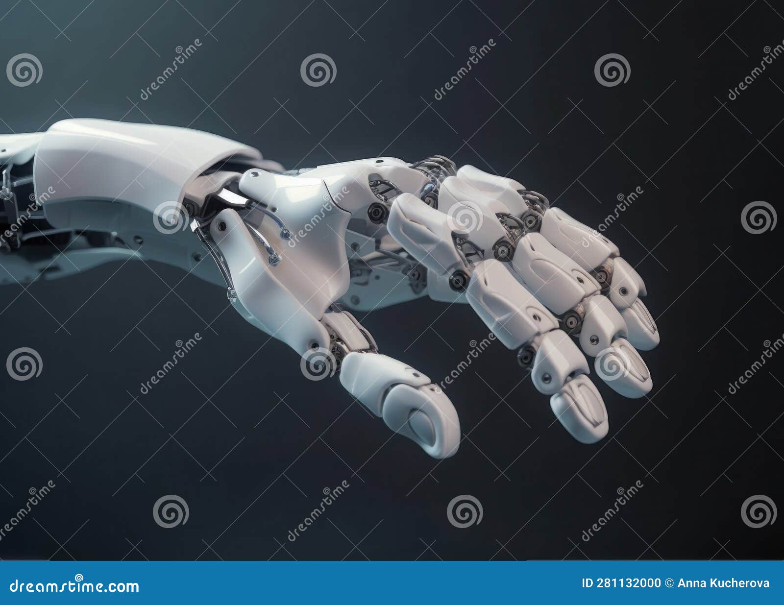 White Robotic Hand Over Dark Background. Generative AI Illustration ...