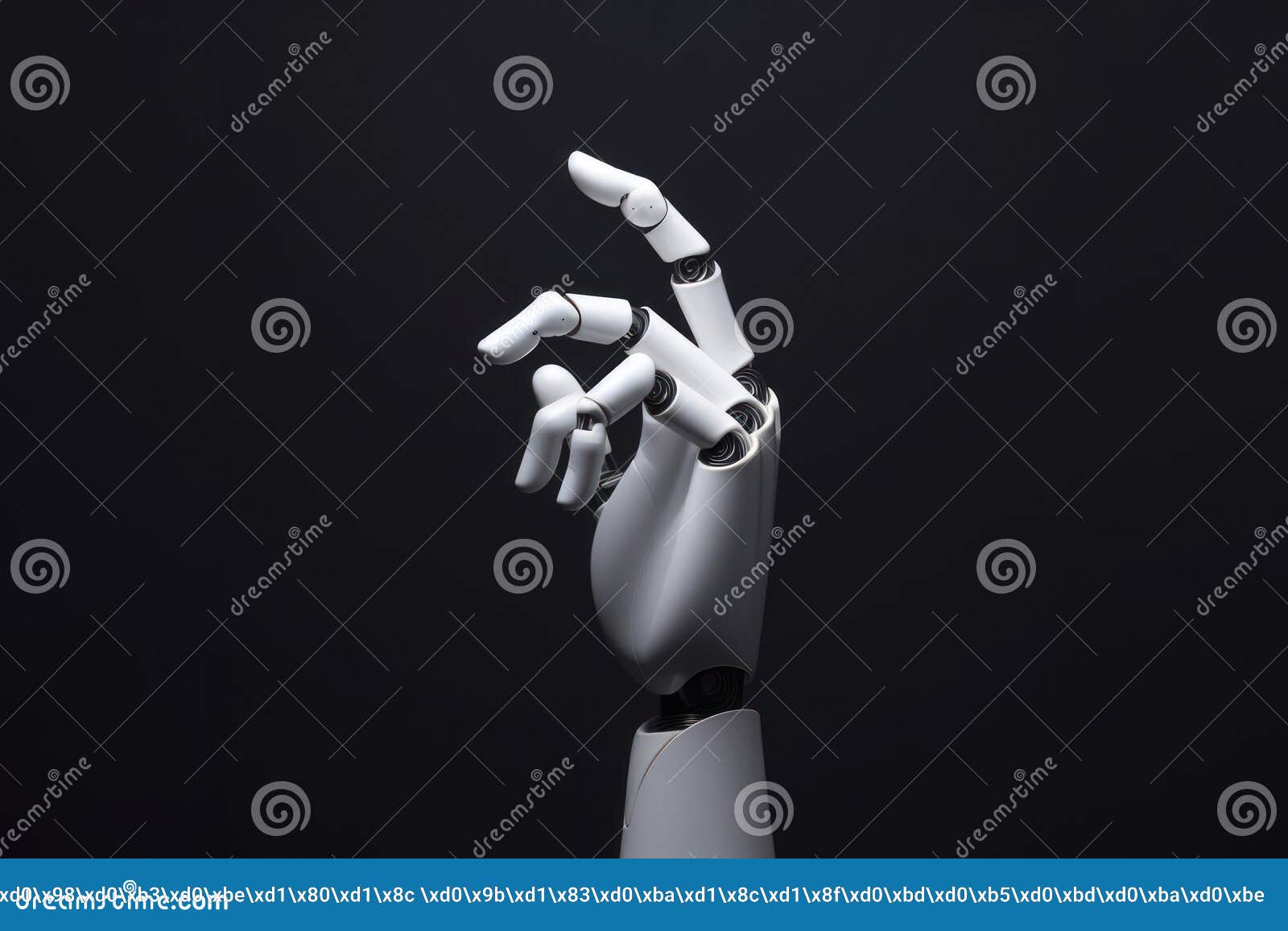 White Robotic Hand Put on Something on Solid Dark Background. Ai ...