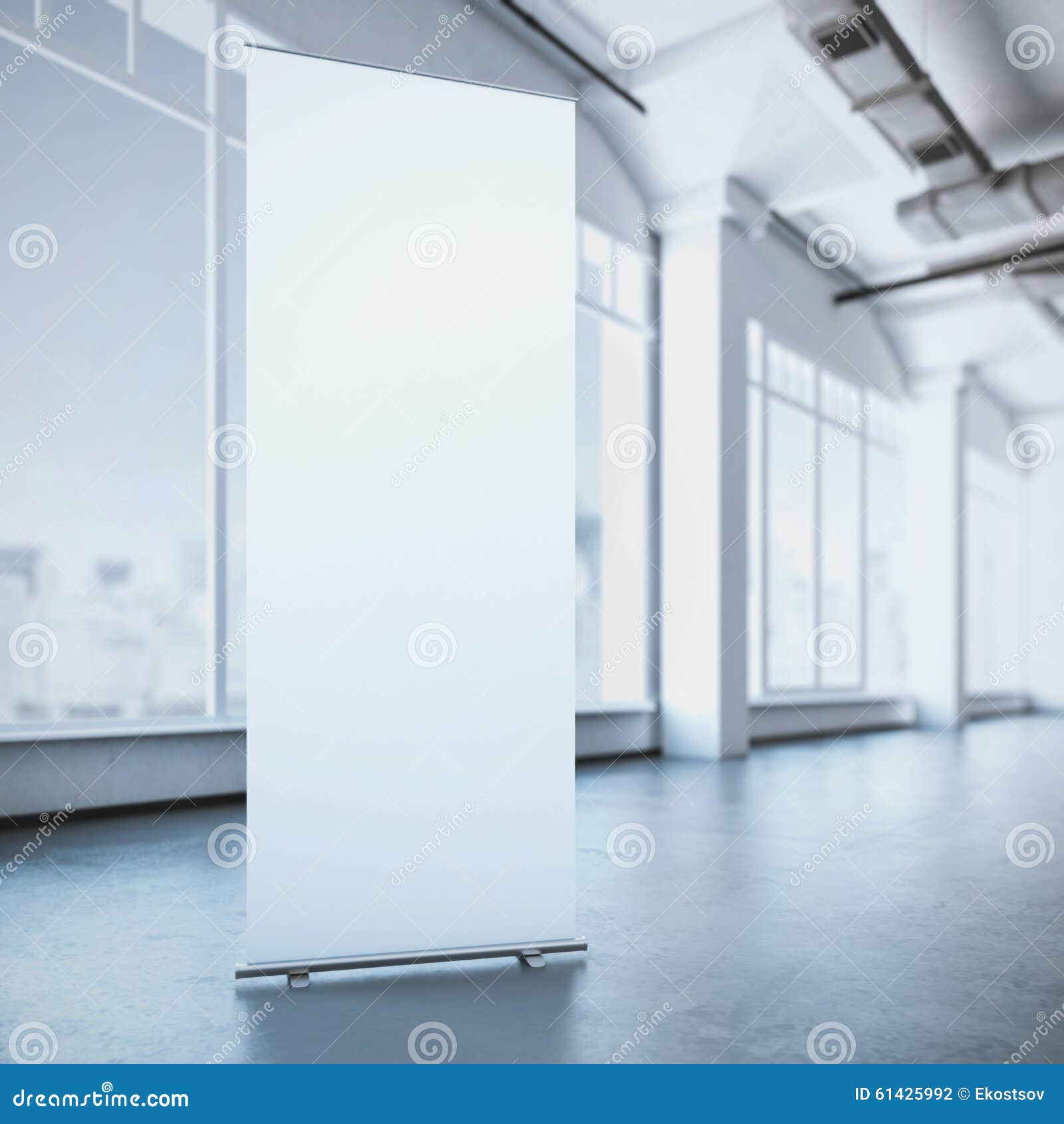 White Roll Up Banner in a Modern Interior. 3d Rendering Stock ...