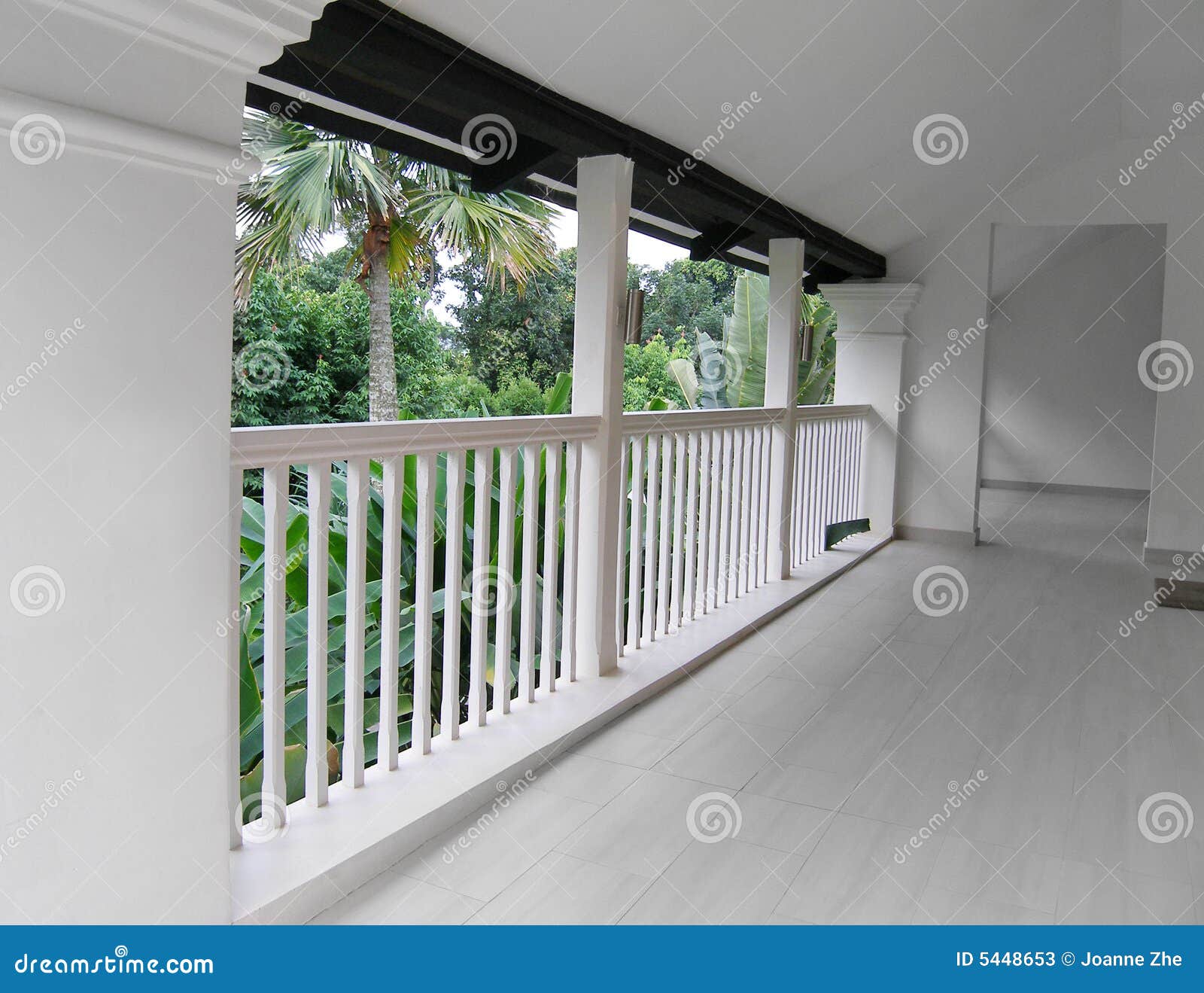 White Room & Balcony Interior Resort Stock Image - Image of greenery ...