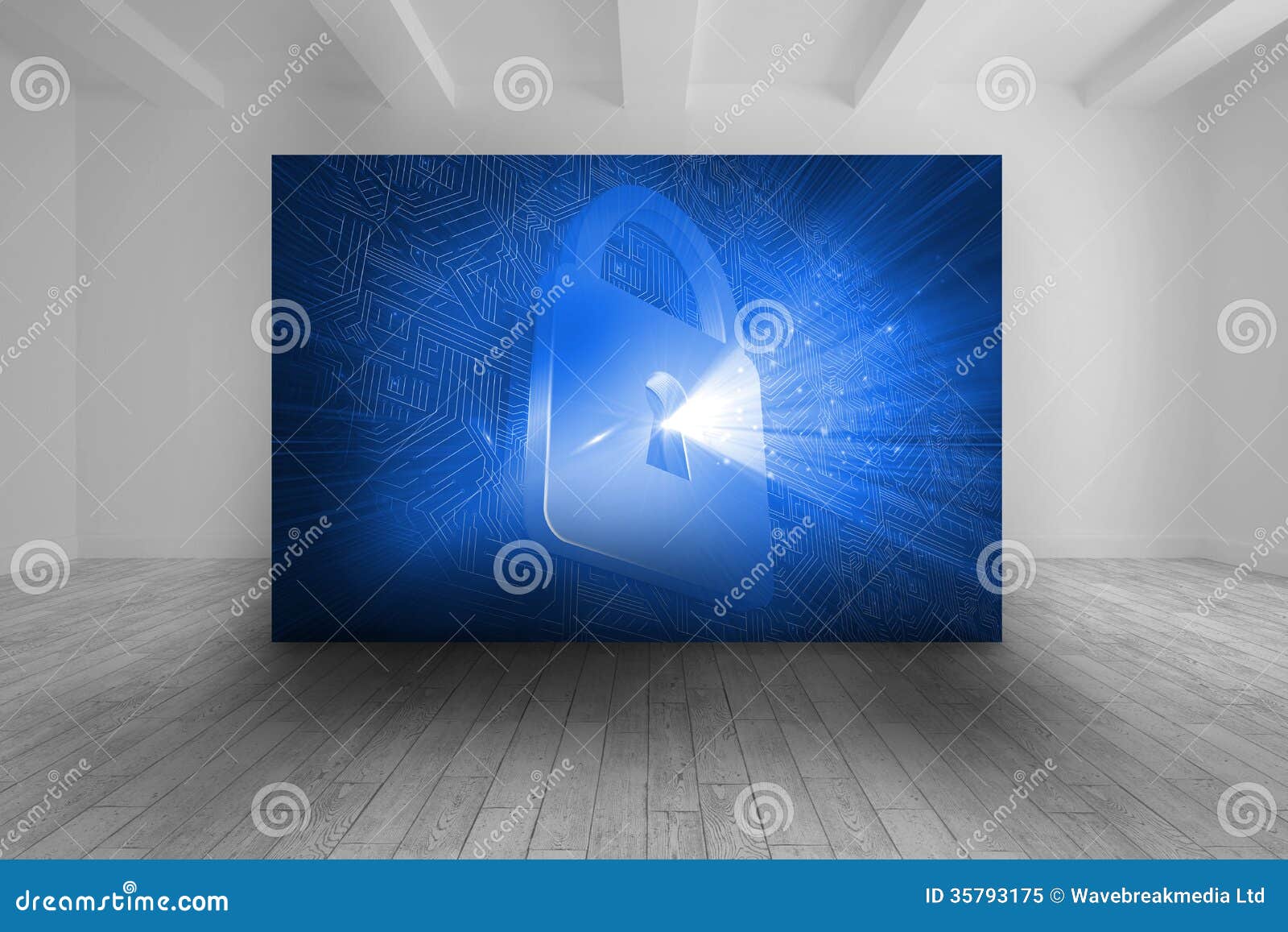 White Room with Blue Picture of Lock Stock Illustration - Illustration ...