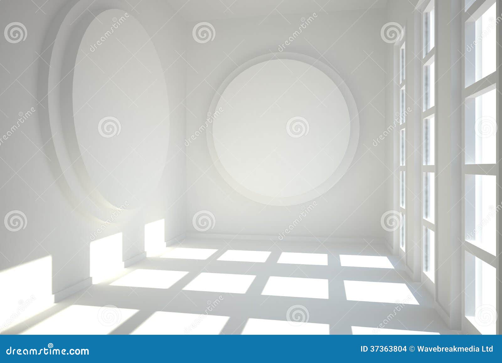 White Room with Circles at Wall Stock Illustration - Illustration of ...