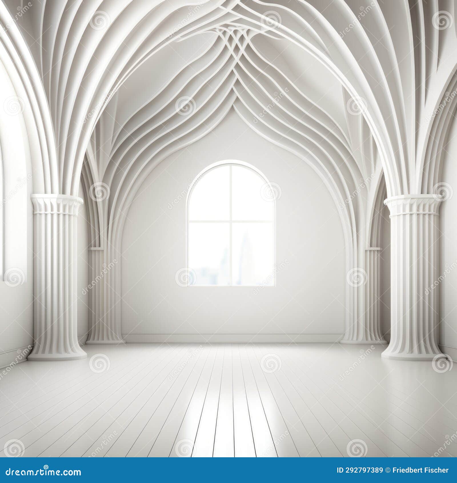 A White Room with Columns and a Window. Stock Illustration ...