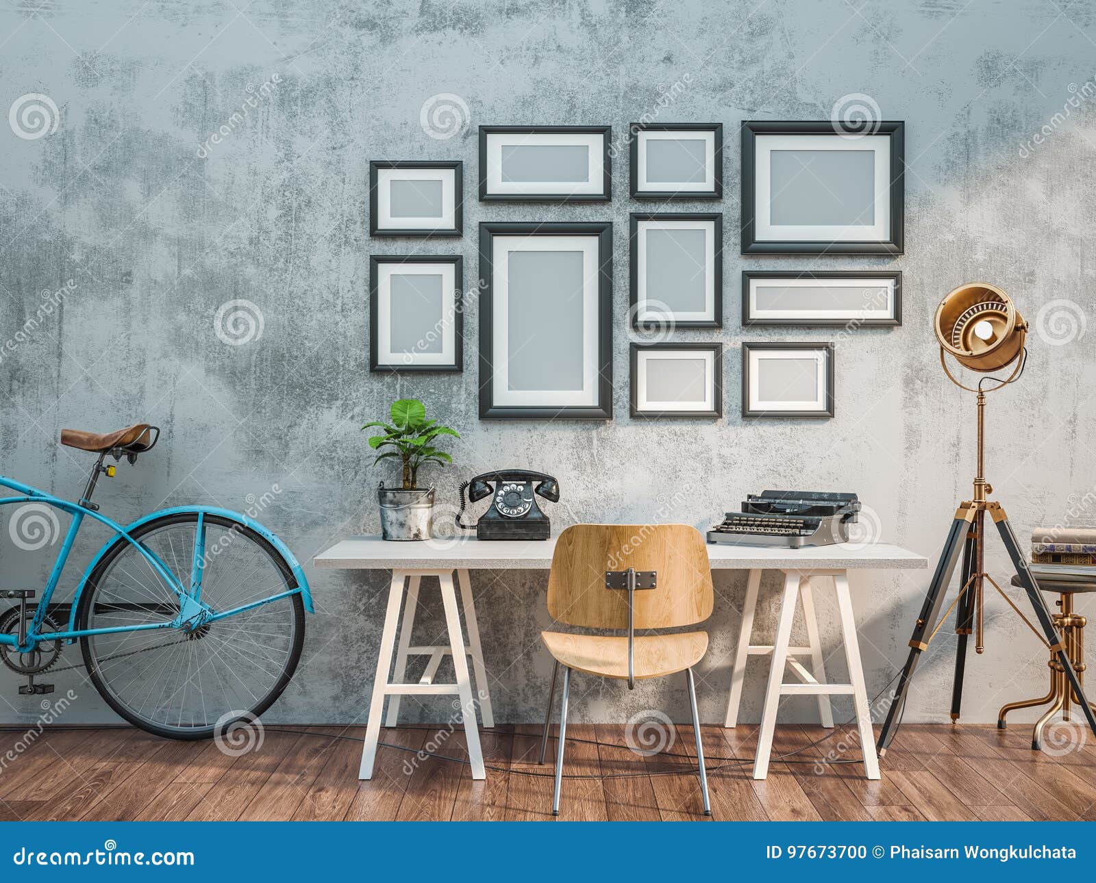 White Room Decorated in Vintage Style. Stock Illustration ...