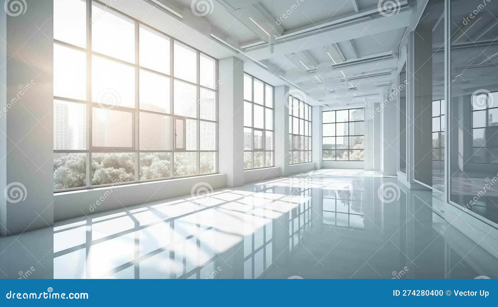 White Room Glass Windows Combined with Sunlight. Generative AI. Stock ...