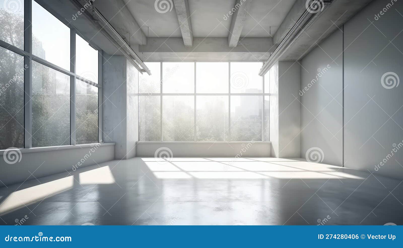 White Room Glass Windows Combined with Sunlight. Generative AI. Stock ...