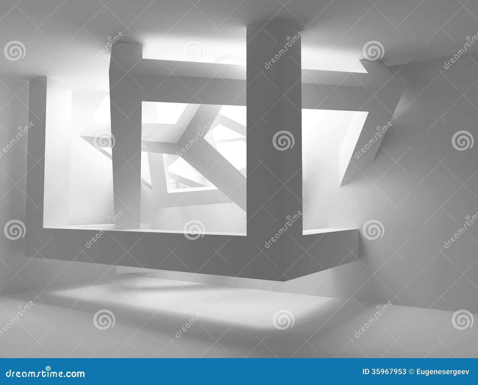 White Room Interior with Abstract Construction Stock Illustration ...
