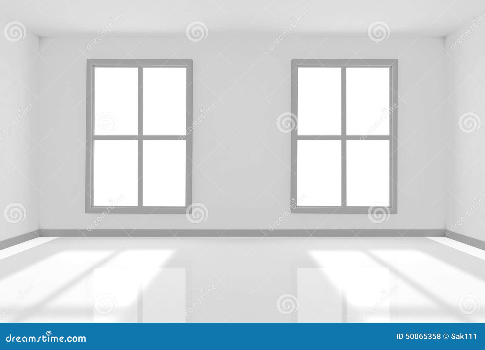 White Room Interior with Two Windows Stock Illustration - Illustration ...
