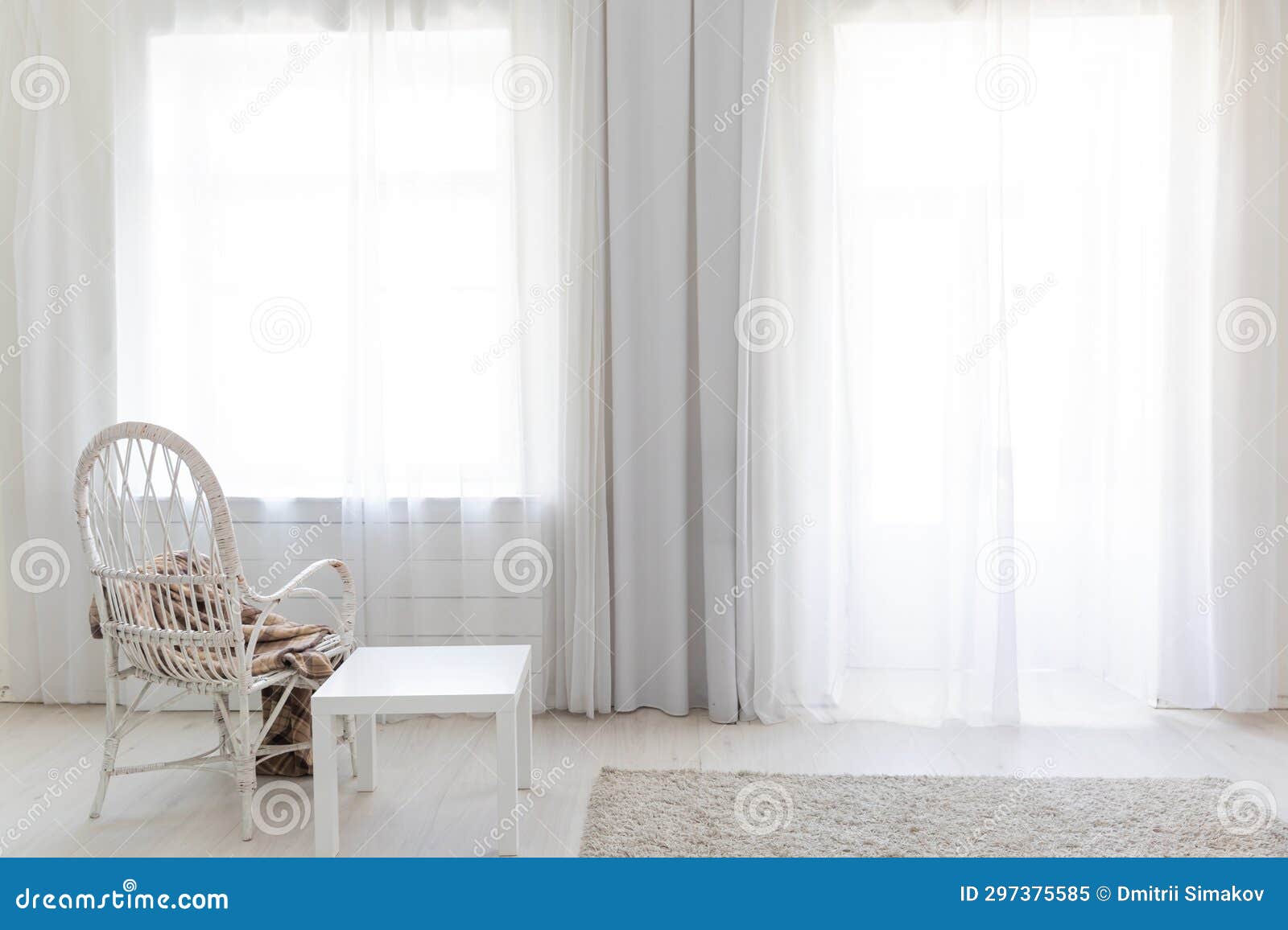 White Room Interior with Vintage Armchair Stock Image - Image of wall ...