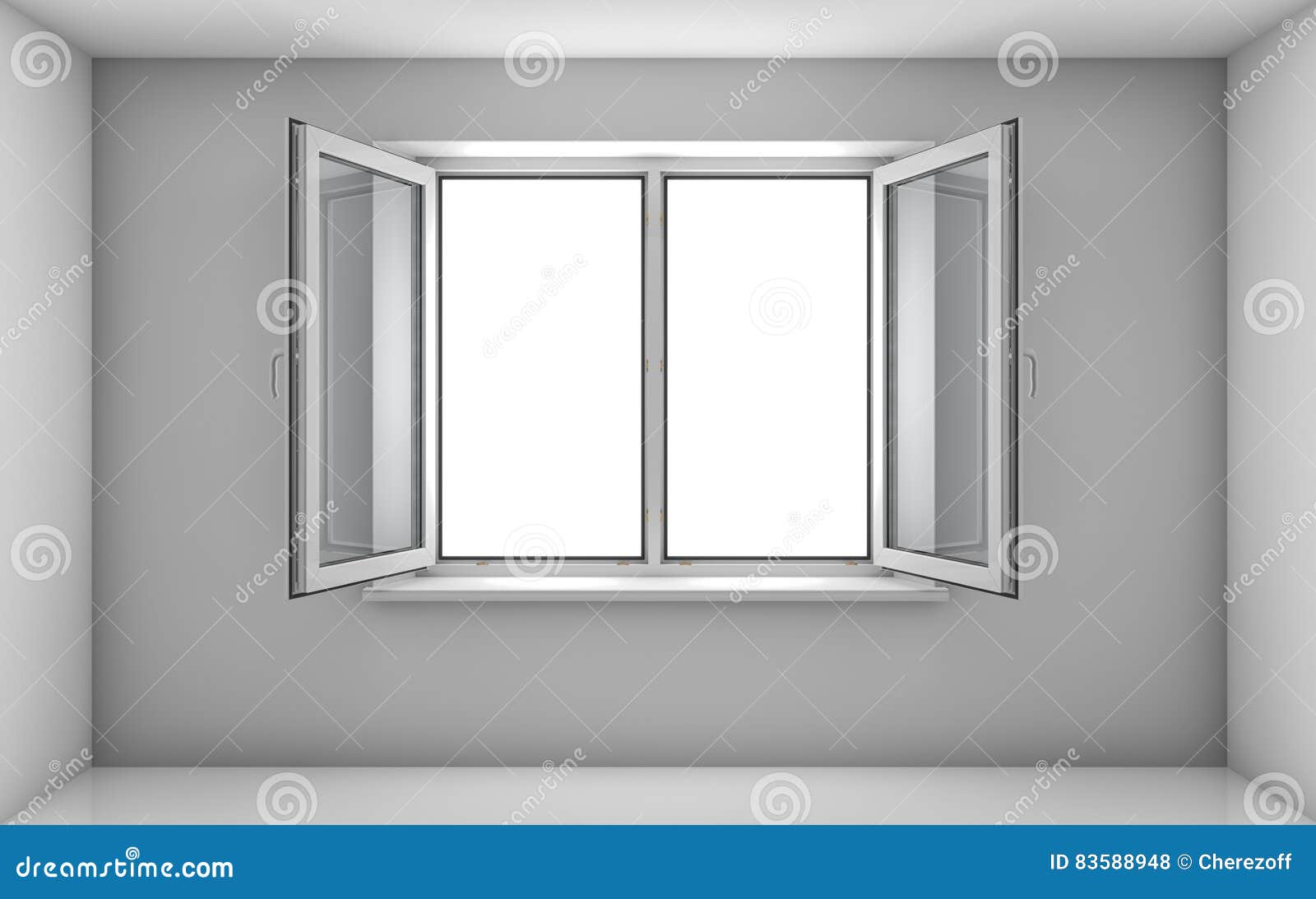 White room and open window stock illustration. Illustration of building ...