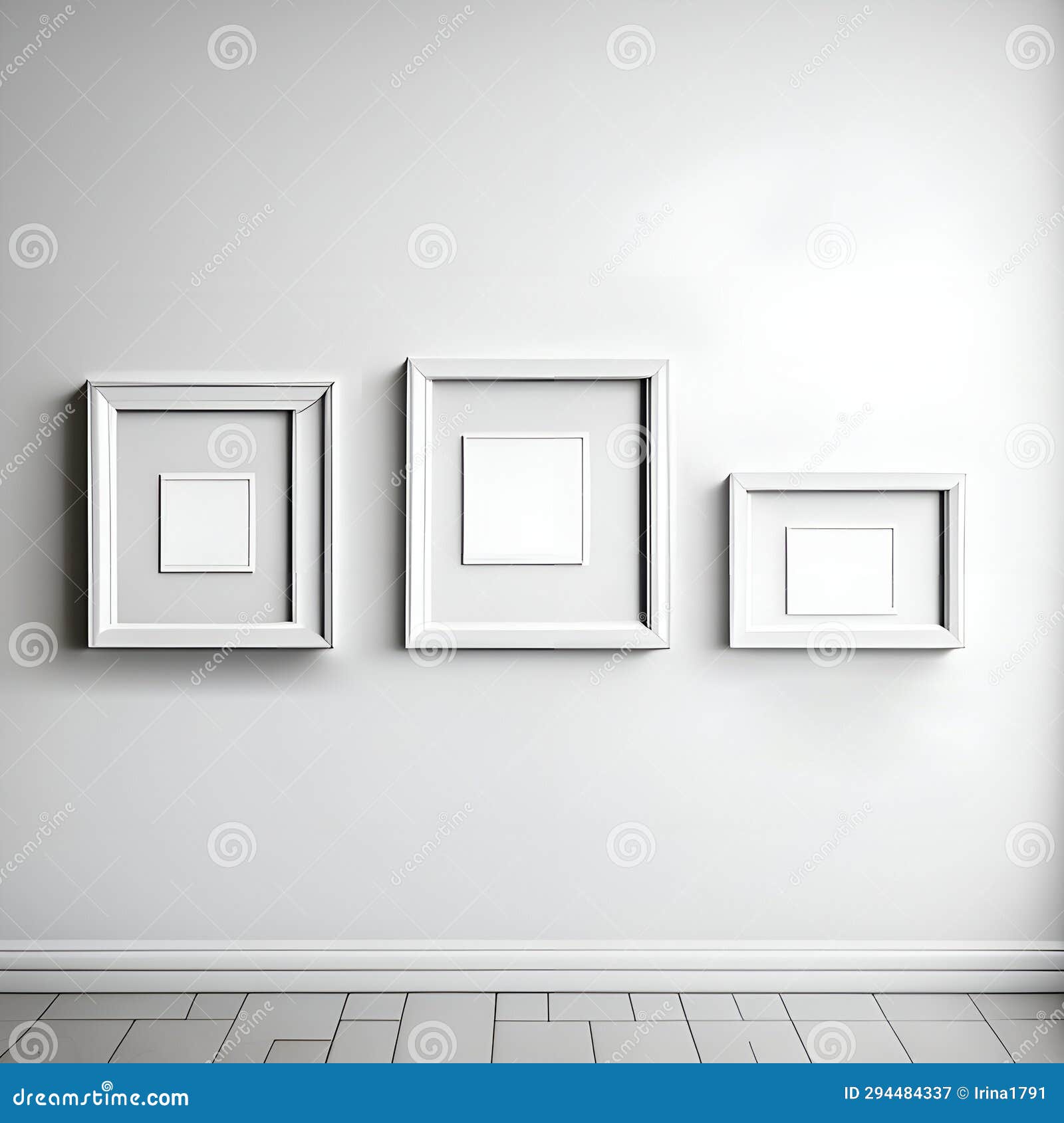 White Room with Three Frames on the Wall Stock Illustration ...