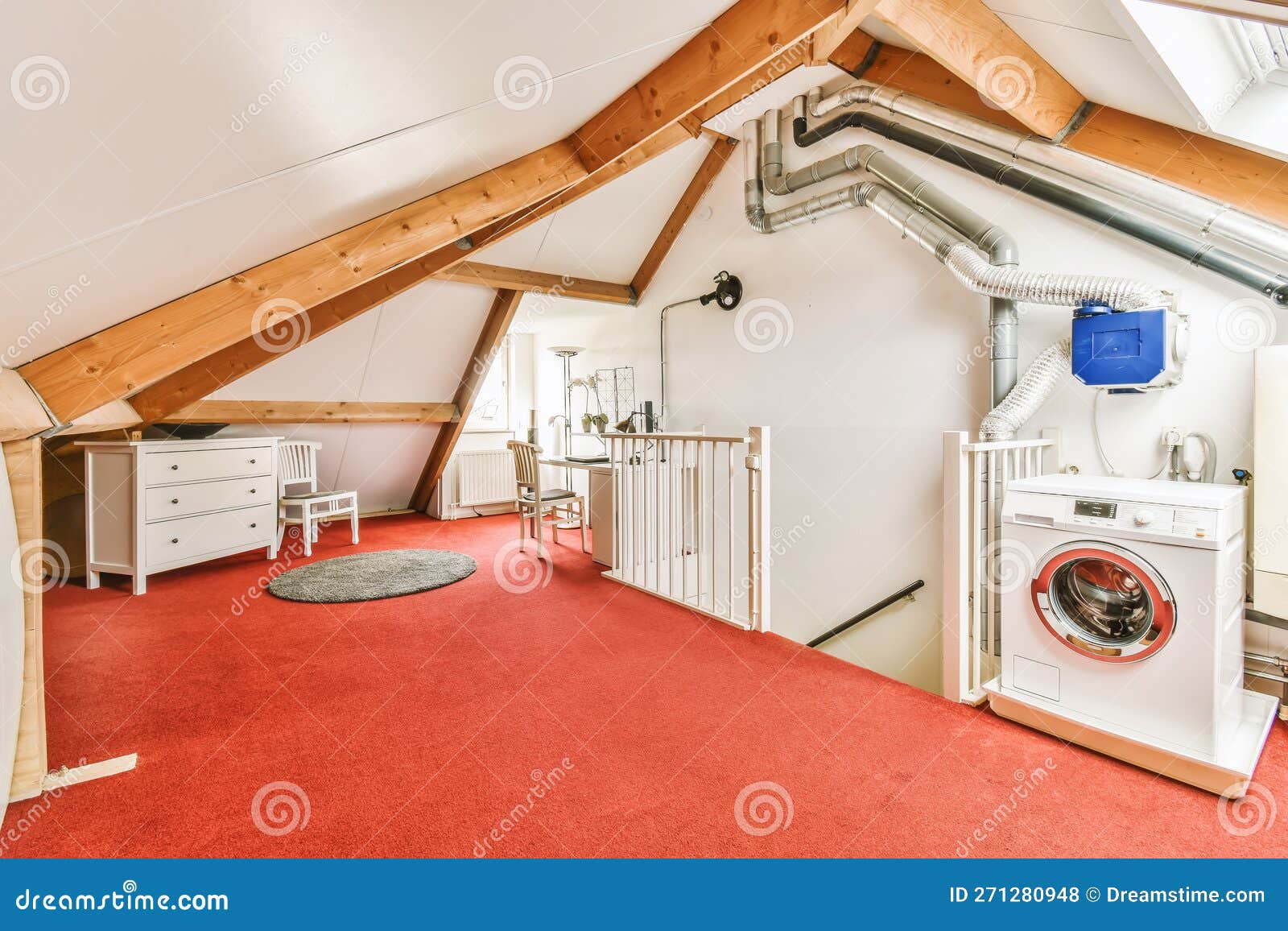 A White Room with a Washing Machine and a Sink Stock Photo - Image of ...