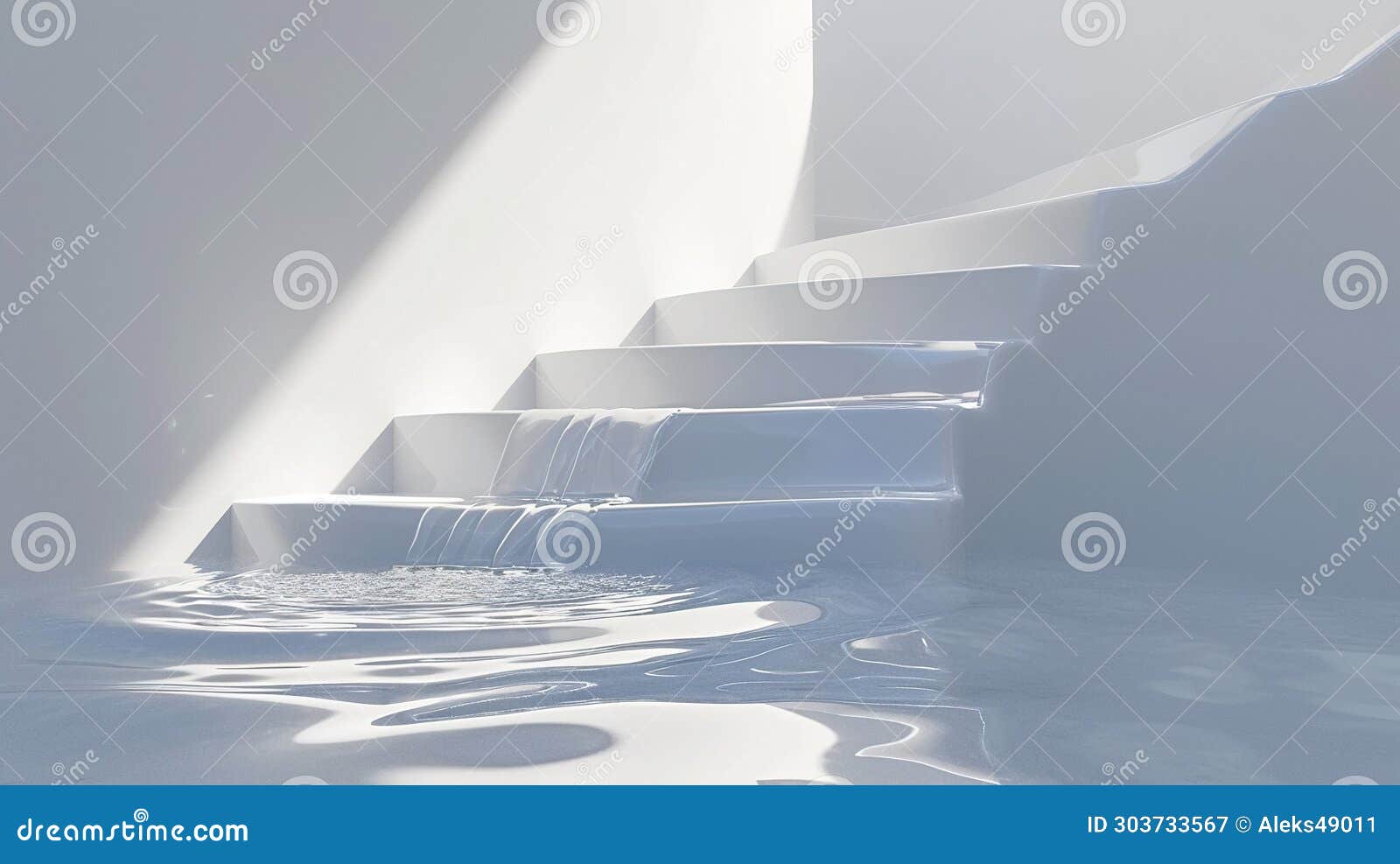White Room with Water. Abstract Staircase. Generative Ai Stock ...