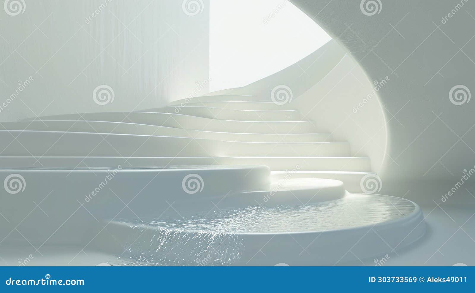 White Room with Water. Abstract Staircase. Generative Ai Stock ...